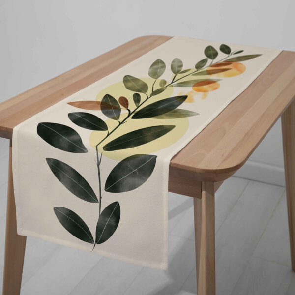 Velvet Table Runner in Printed Leaves Design 6 Seats - ShopiPersia