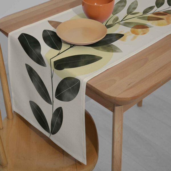 Velvet Table Runner in Printed Leaves Design 6 Seats - ShopiPersia