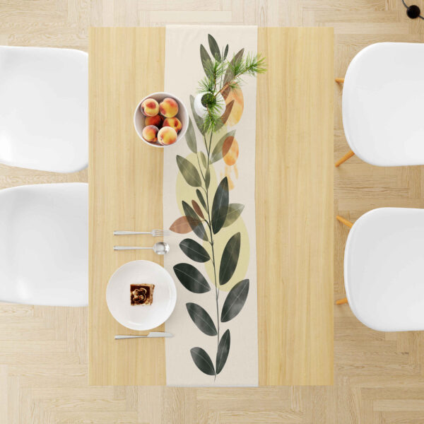 Velvet Table Runner in Printed Leaves Design 6 Seats - ShopiPersia