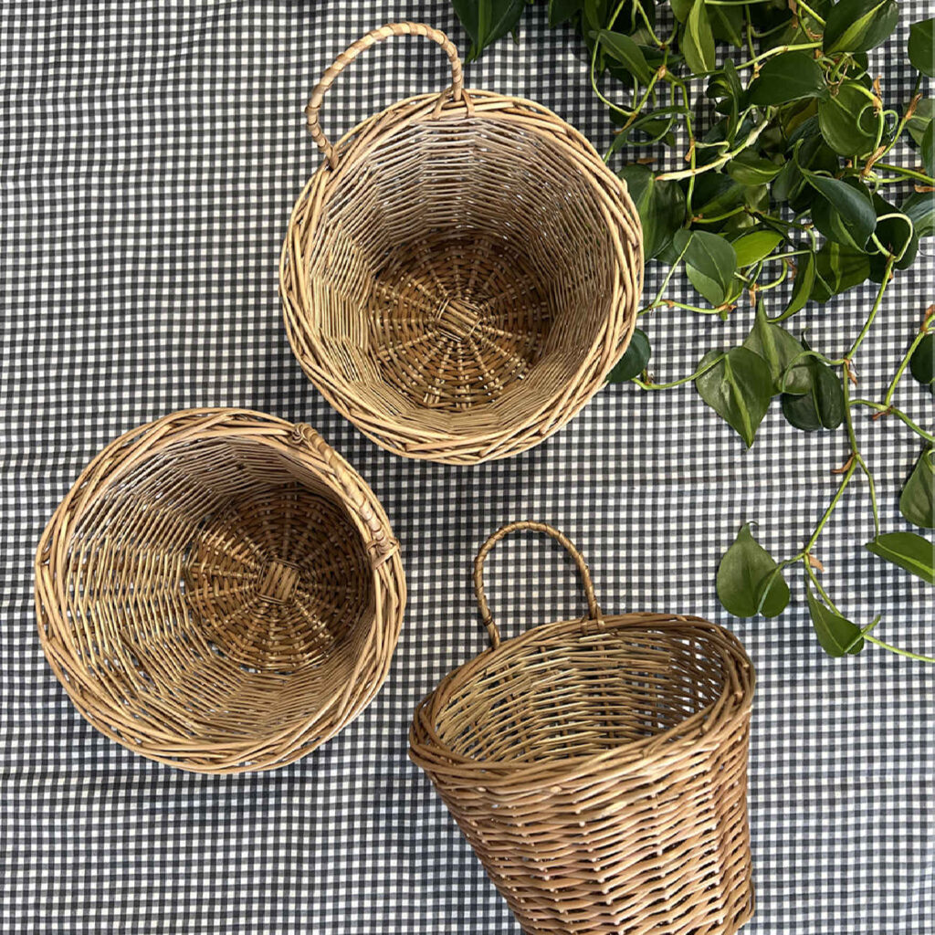 Wicker Basket with Single Handle Handwoven Model Pearl - ShopiPersia