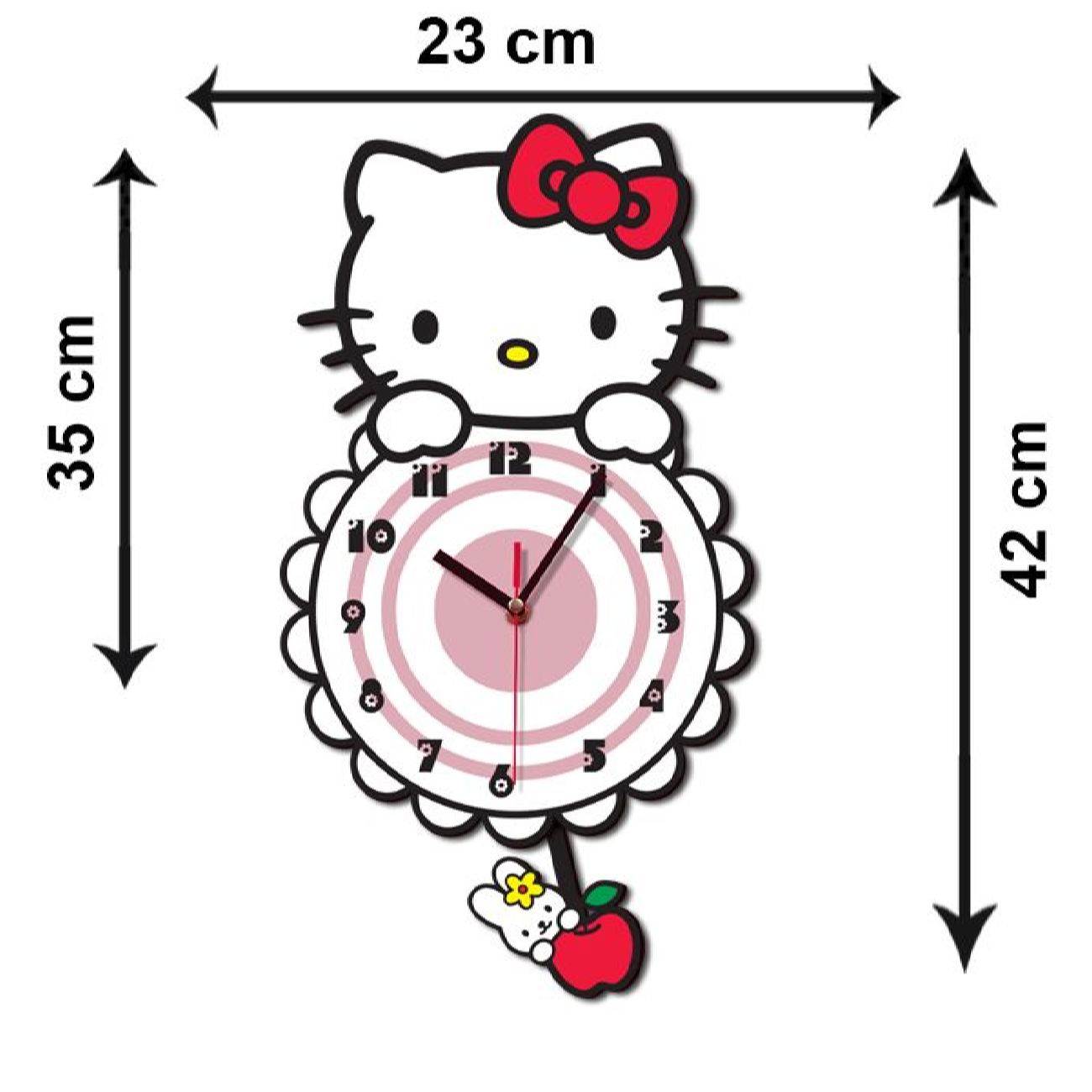 Wooden Nursery Wall Clock with Hello Kitty Design - ShopiPersia