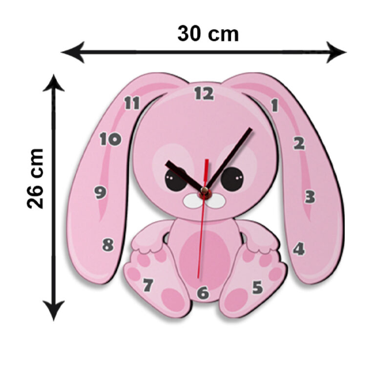Wooden Wall Clock for Children's Room Model Rabbit - ShopiPersia