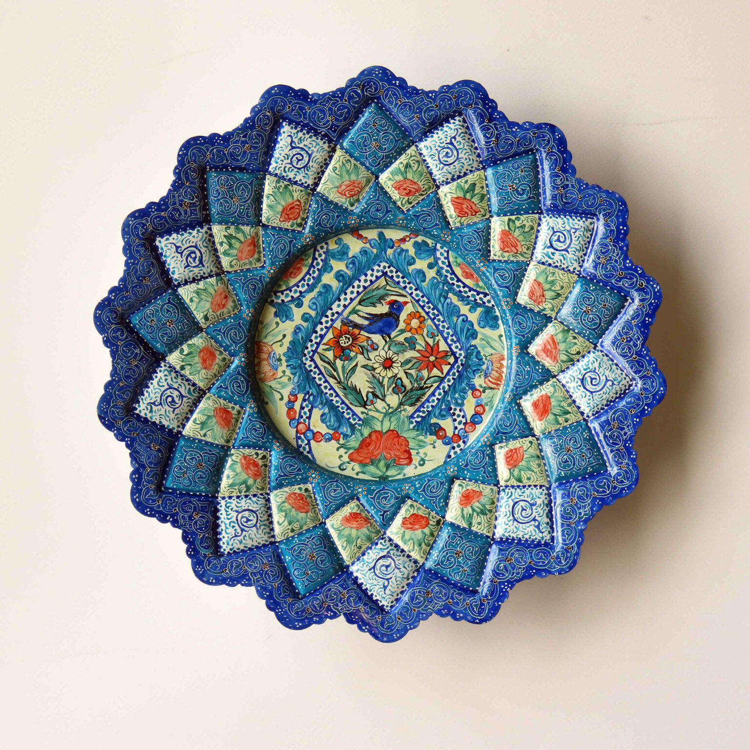 Decorative Minakari On Copper Wall Plate Hand-Painted Enamelwork Floral ...