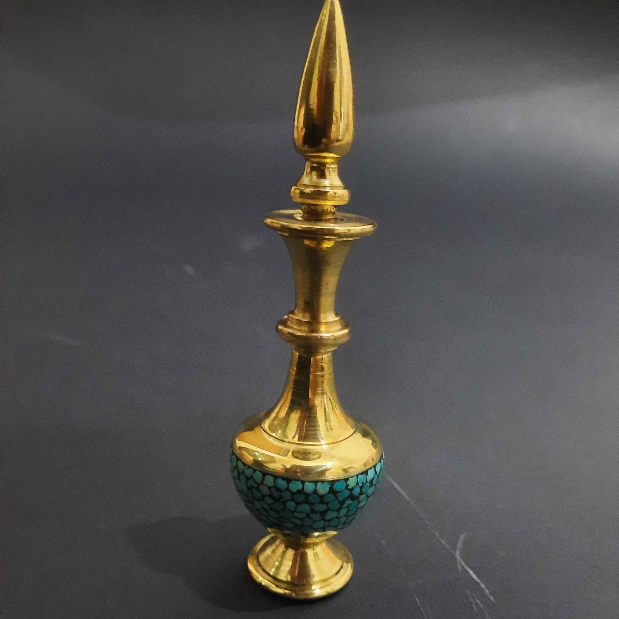 Persian Turquoise Brass Surma Dani for Storing Kohl - ShopiPersia
