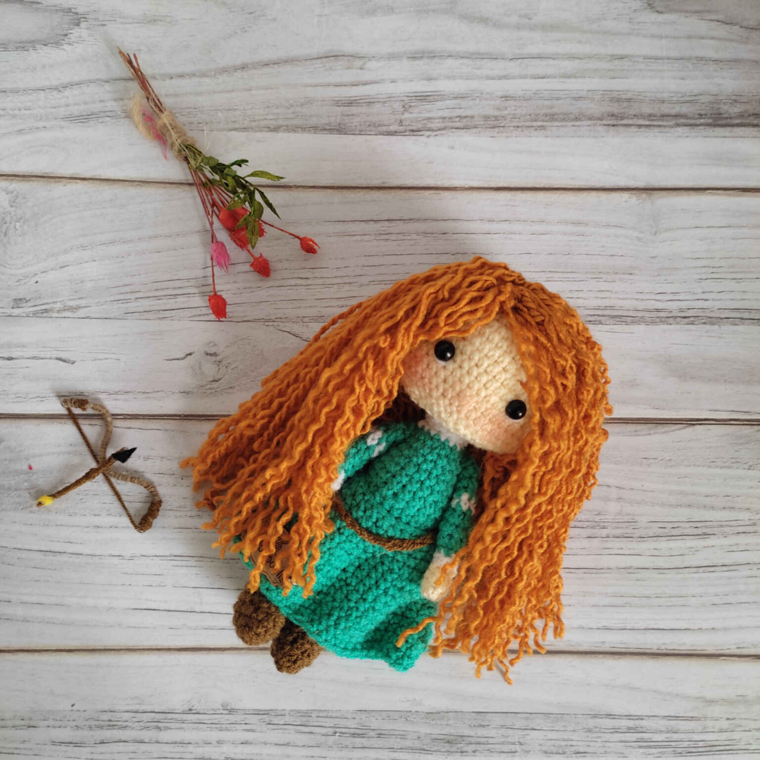 Knitted Crochet Stuffed Doll with Merida Design - ShopiPersia