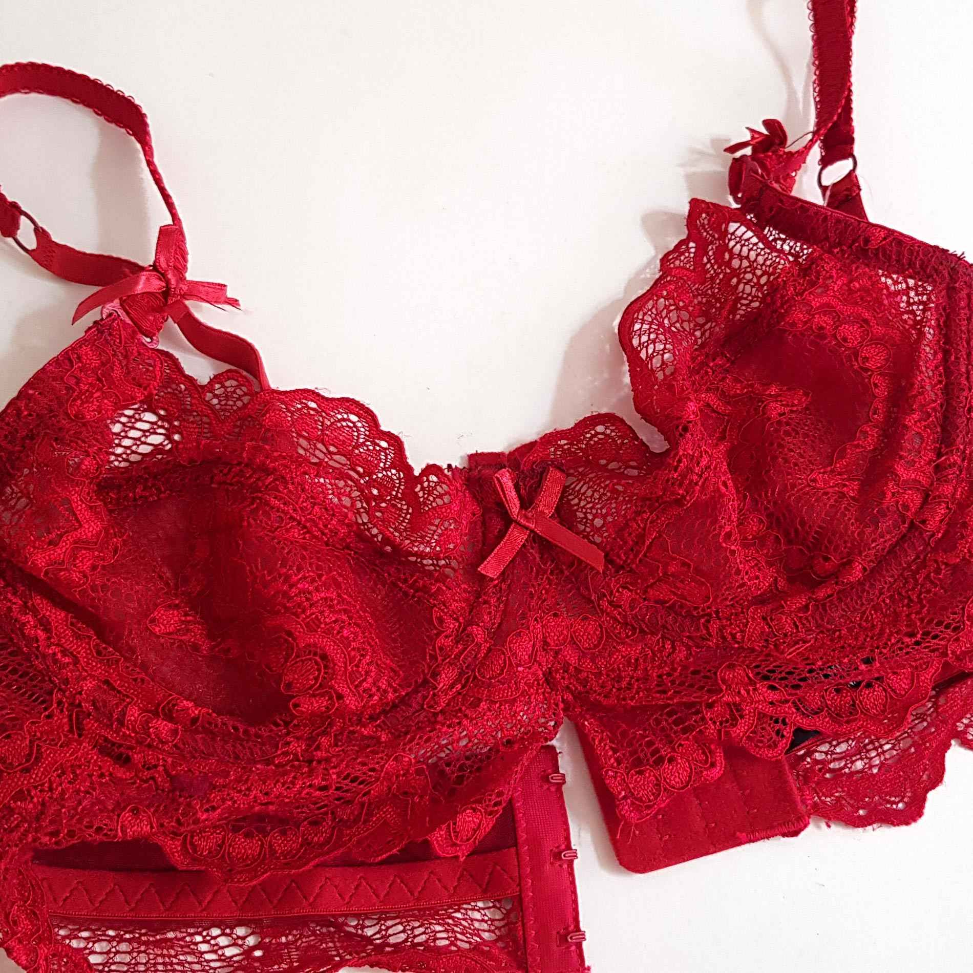 Lingerie Set Lace Bra & Thong Guipure for Women - ShopiPersia