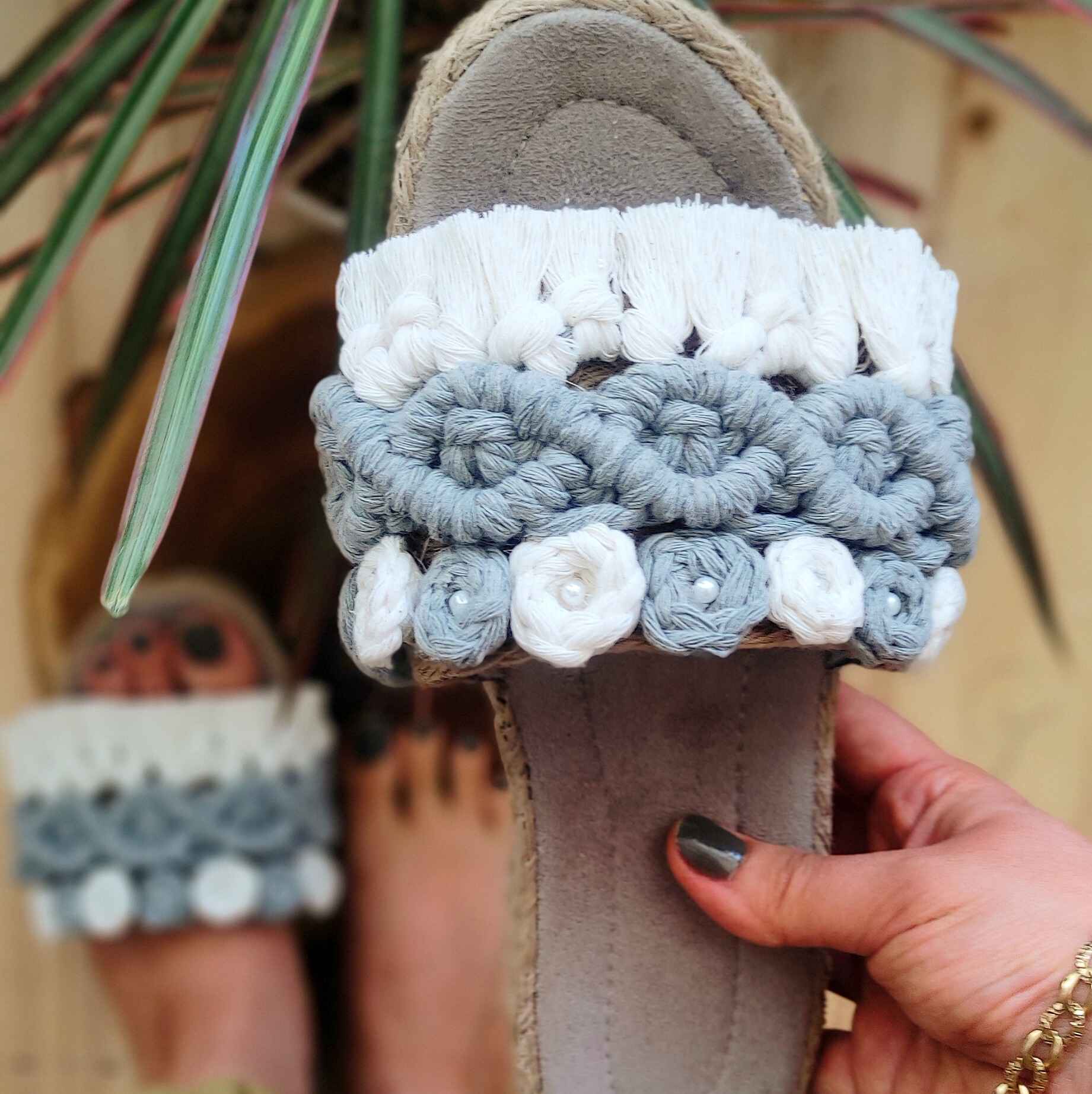 Macrame Boho Chic Slippers for Women Model Rose - ShopiPersia