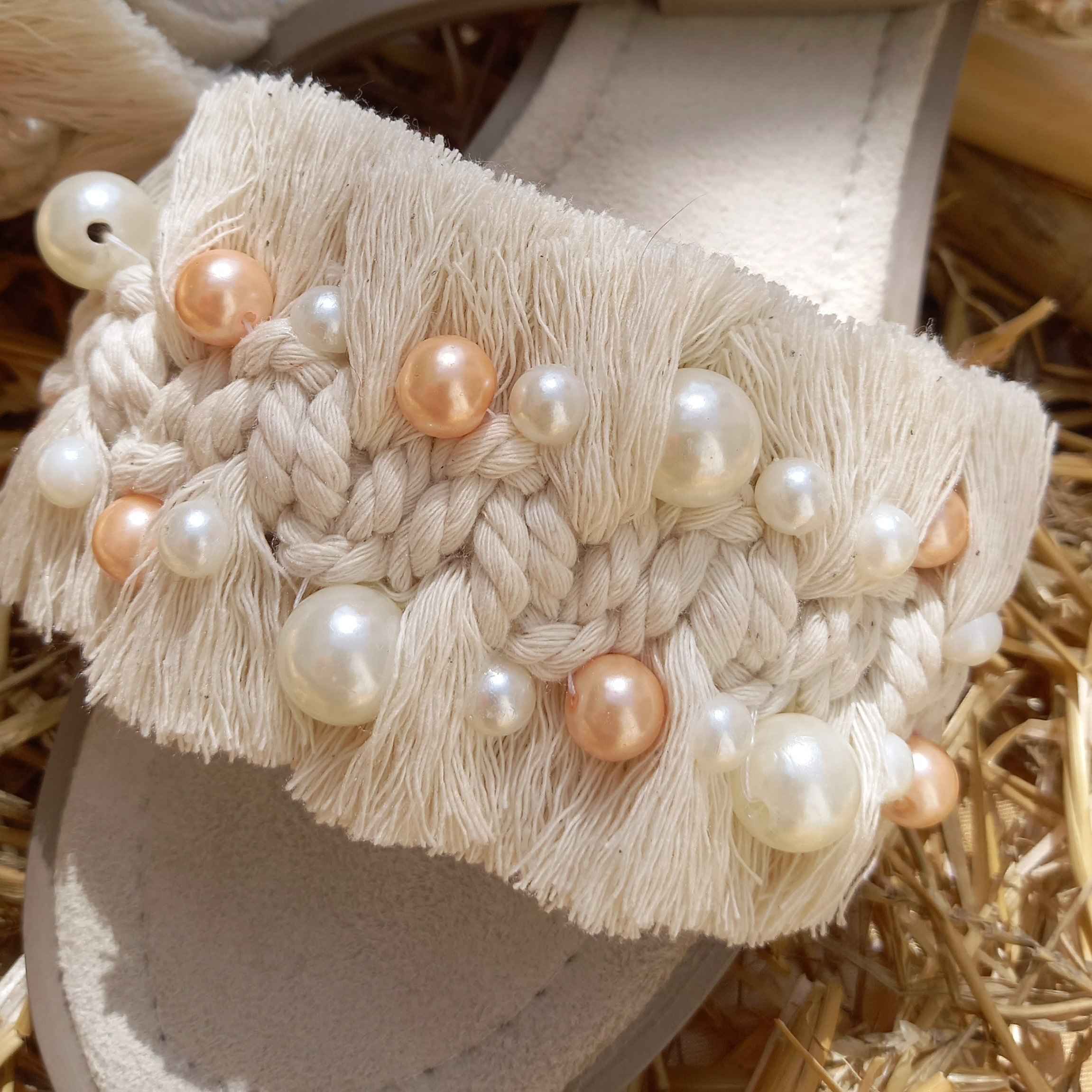 Macrame Boho Chic Slippers for Women Model Pearl - ShopiPersia