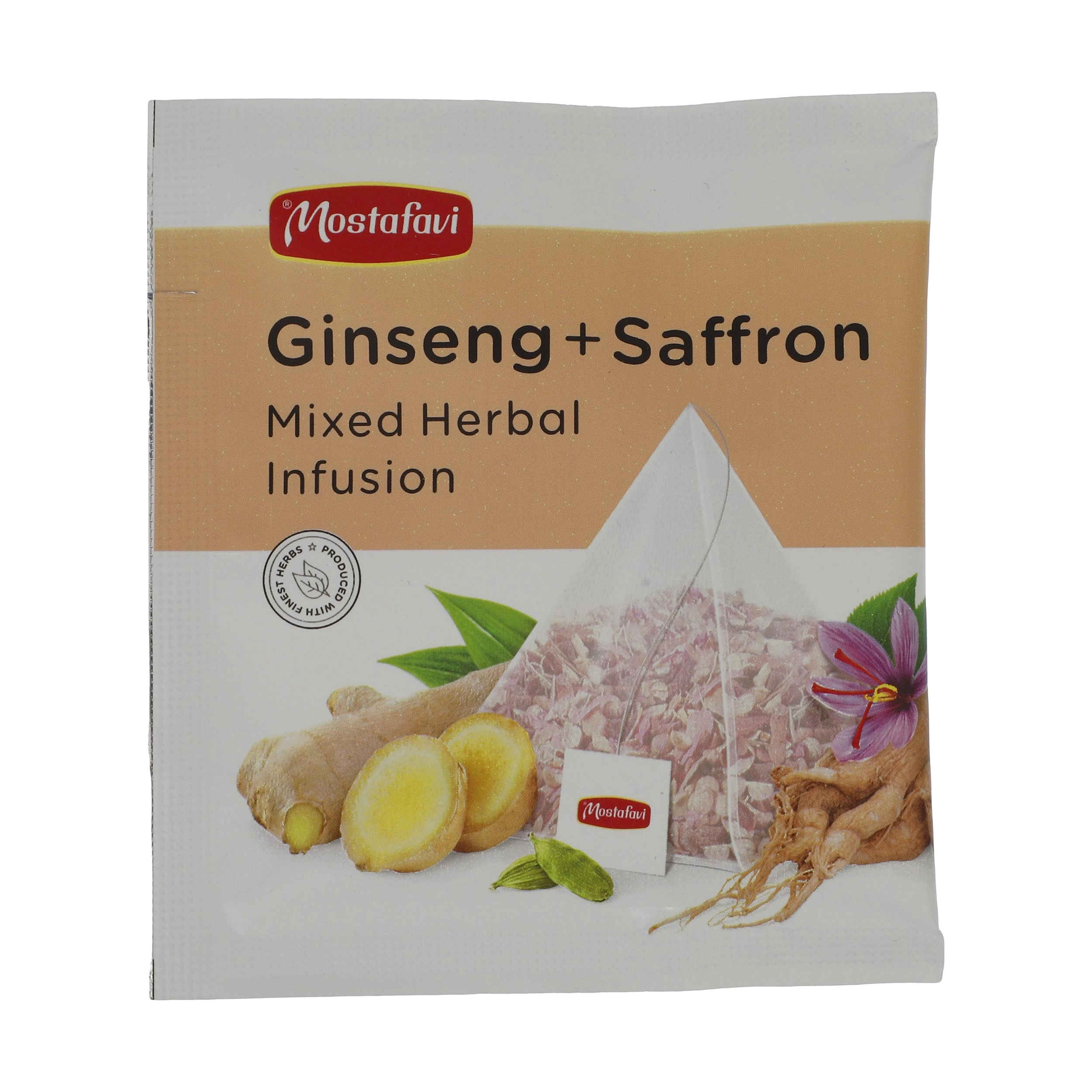 Mostafavi Herbal Tea Blend: Ginseng & Saffron (5 Packs) - ShopiPersia