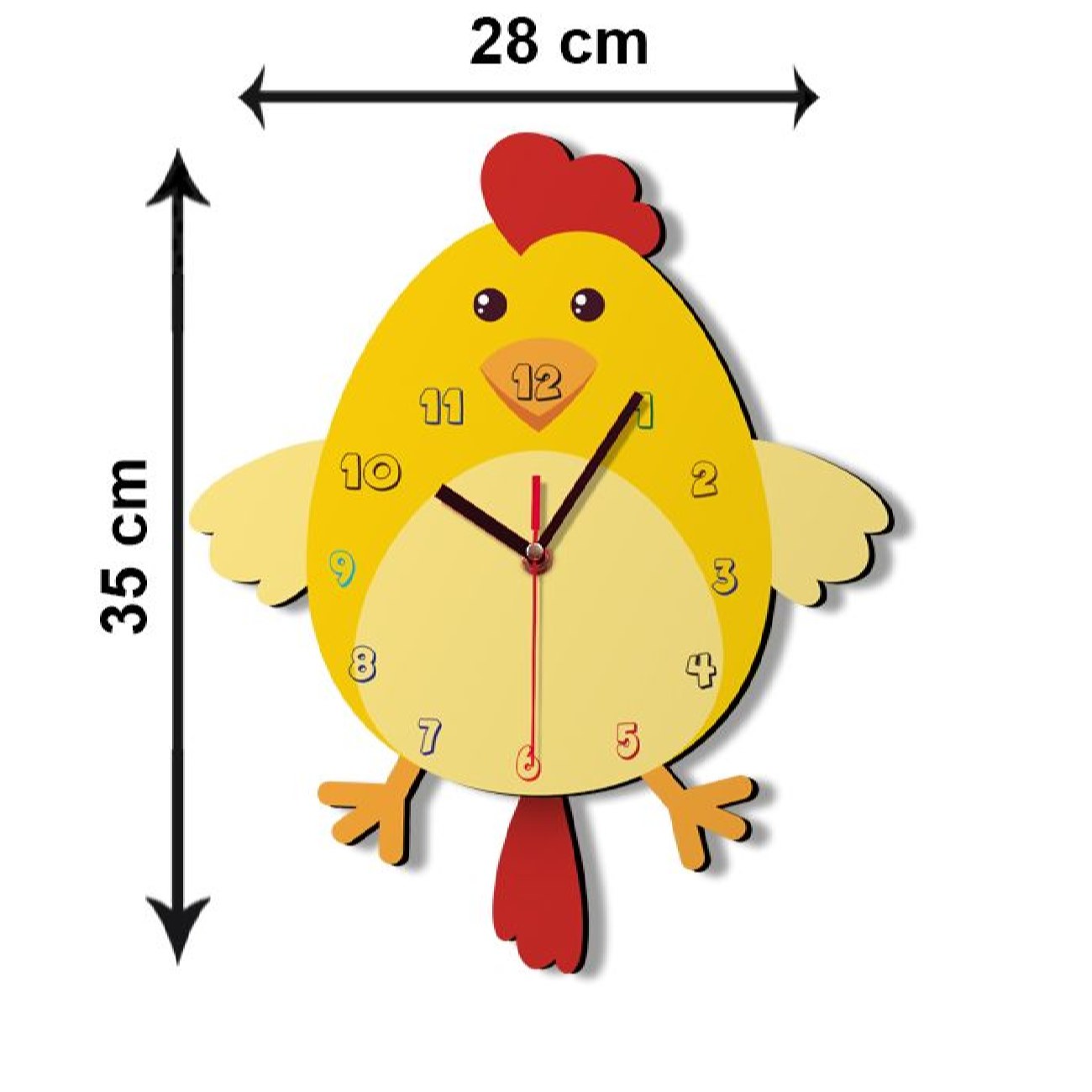 Non Ticking Wooden Nursery Wall Clock with Little Chicken Design ...