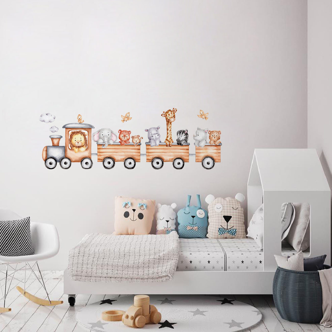 Nursery Wall Sticker for Baby's Room Model Animal Train - ShopiPersia
