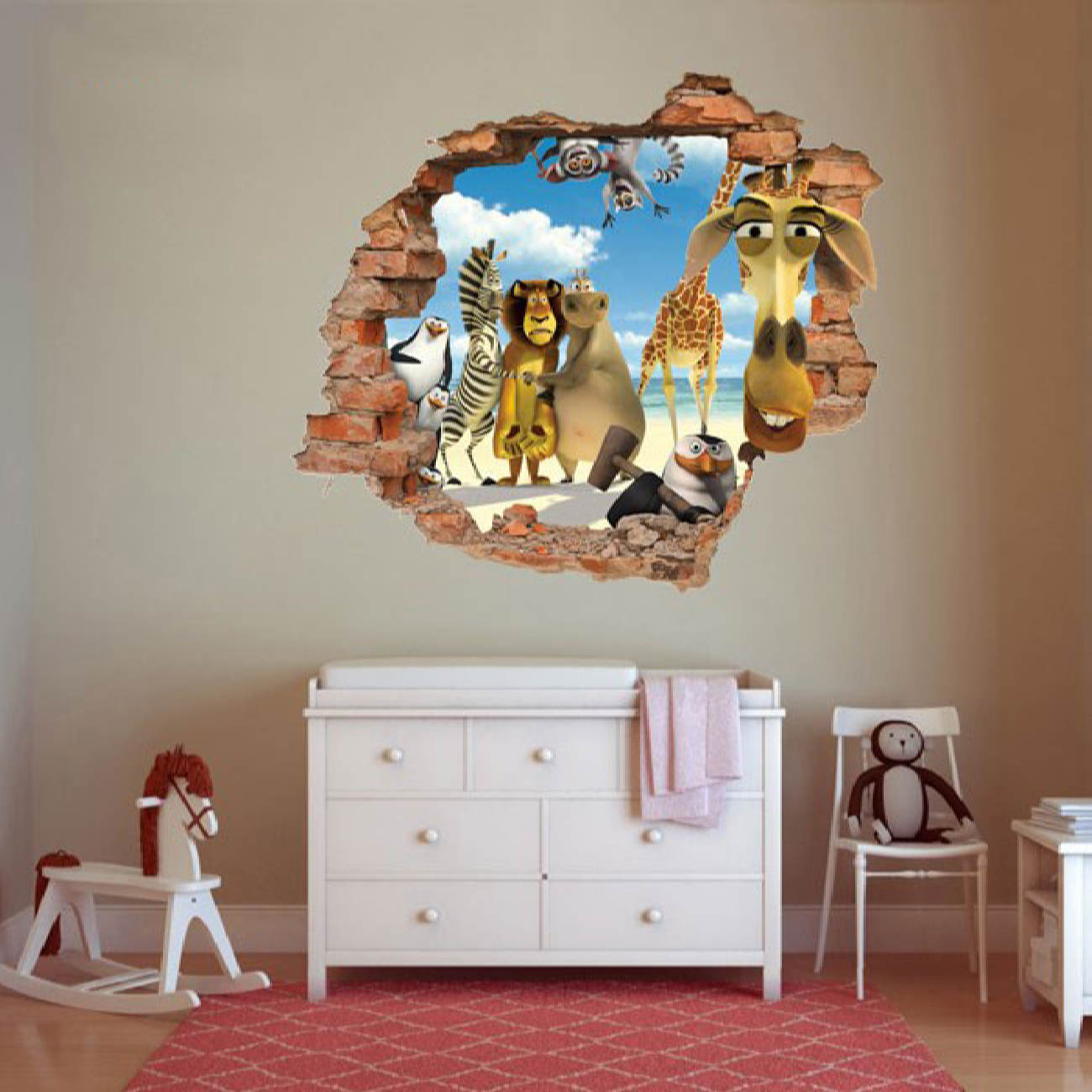 Nursery 3D Wall Sticker for Baby's Room Model Madagascar - ShopiPersia