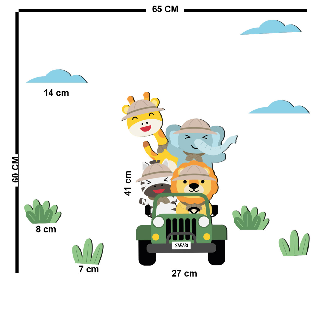 Nursery Wall Sticker for Baby's Room Model Animal Car - ShopiPersia