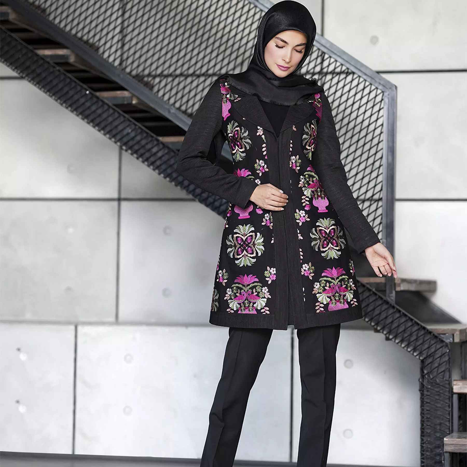 Persian Embroidered Manto for Women Model Flower - ShopiPersia