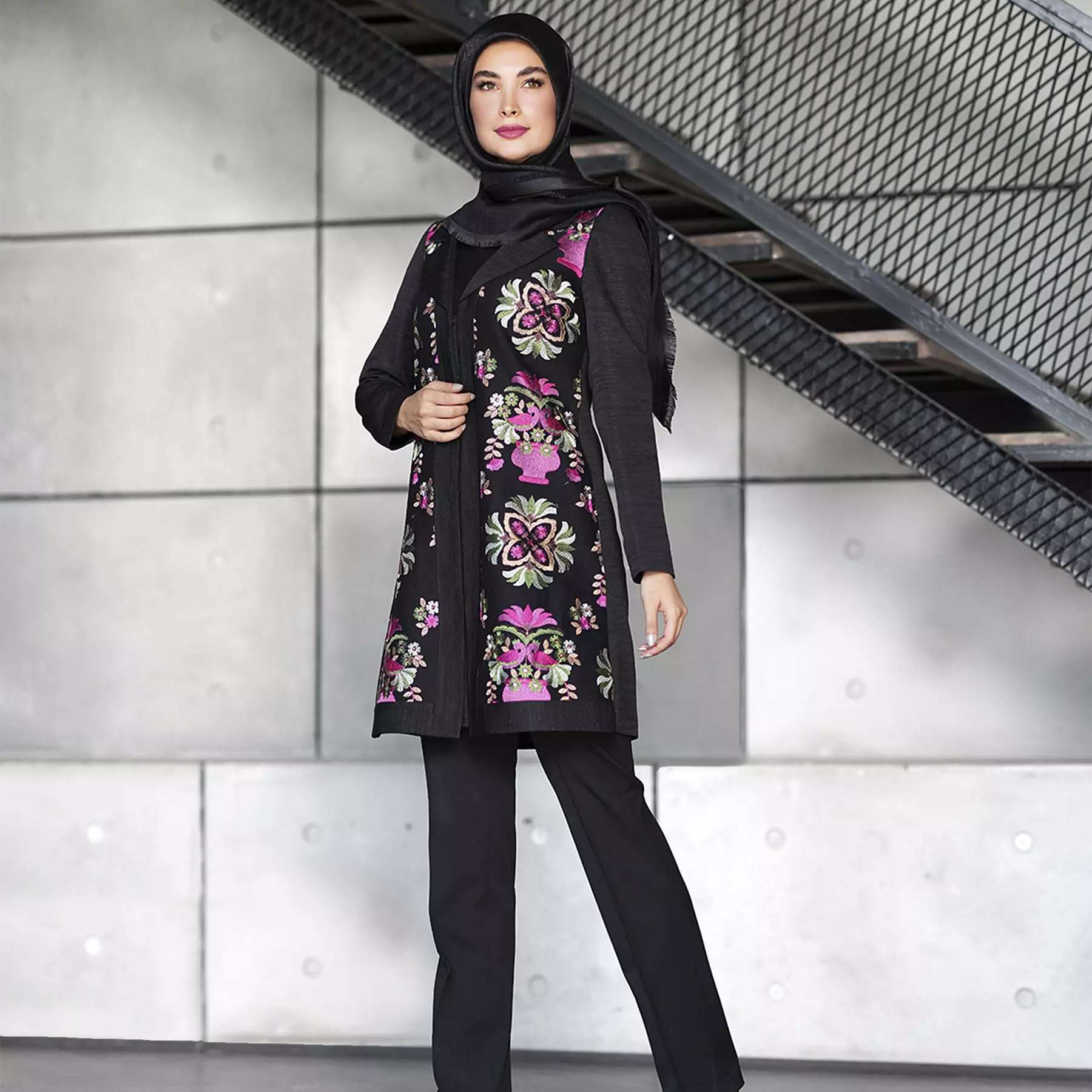 Persian Embroidered Manto for Women Model Flower - ShopiPersia