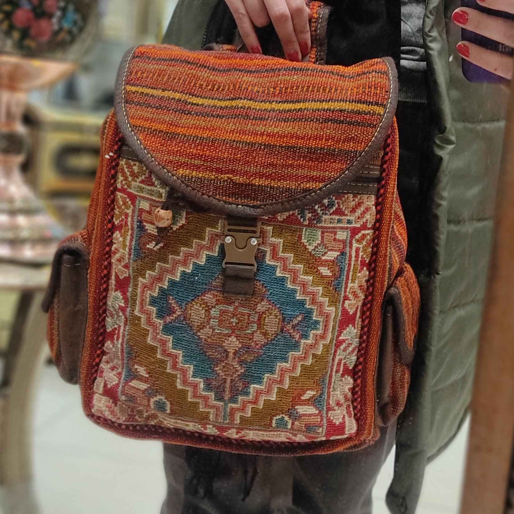 Persian Kilim Casual Backpack Handmade with Boho Design - ShopiPersia