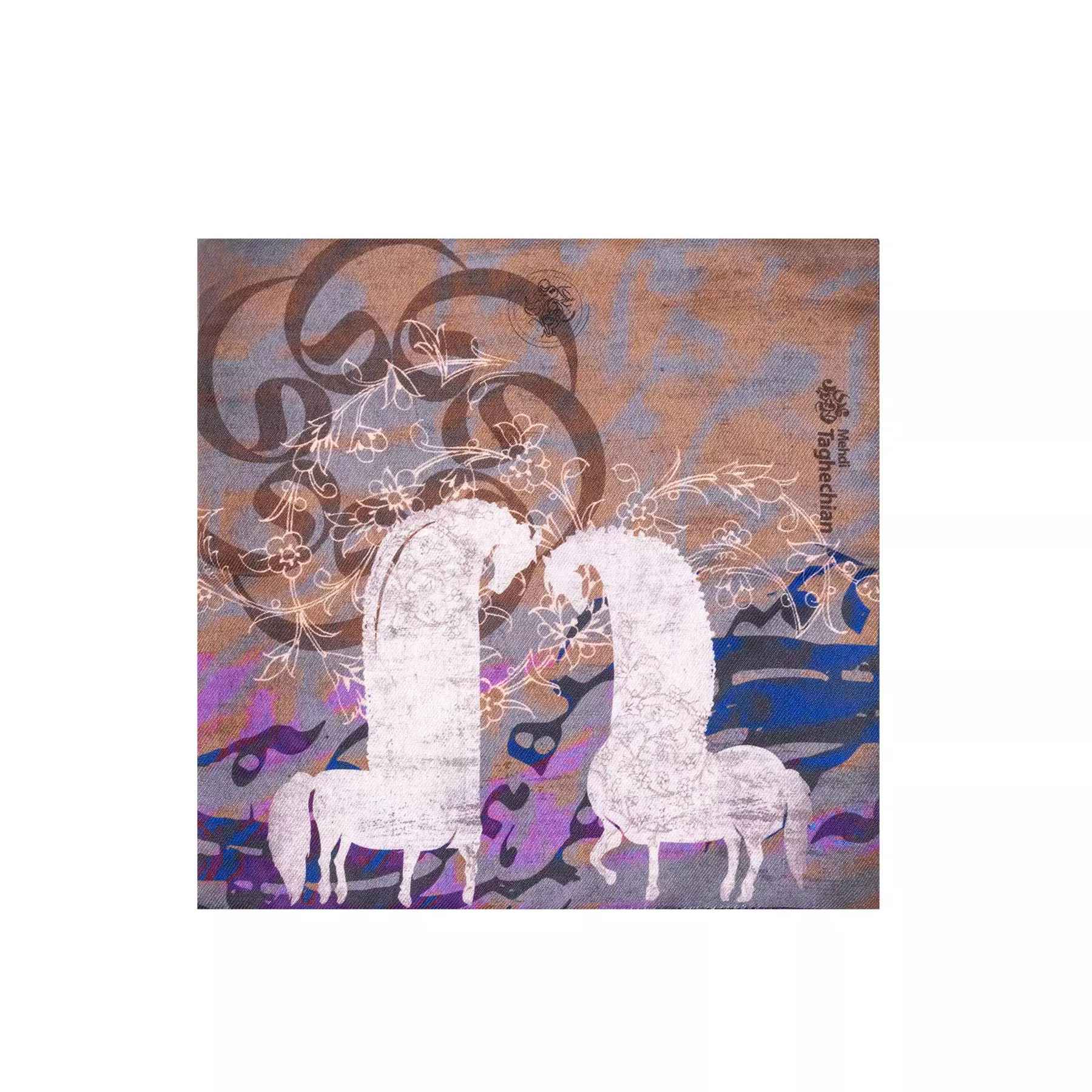 Persian Printed Shawl with Calligraphy Design - ShopiPersia