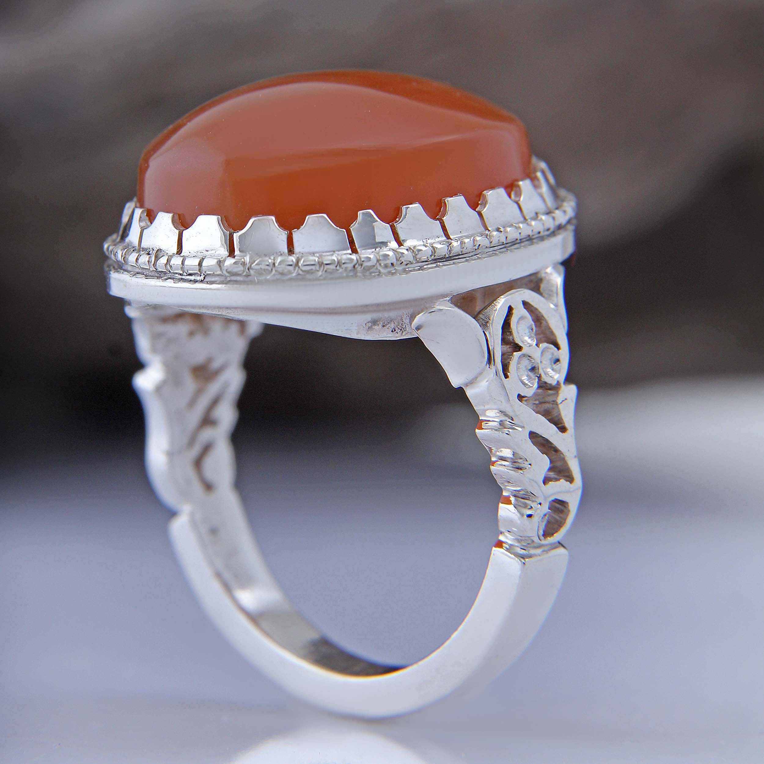 Persian Yemeni Aqeeq Silver Ring for Men Handcrafted Model Palace ...