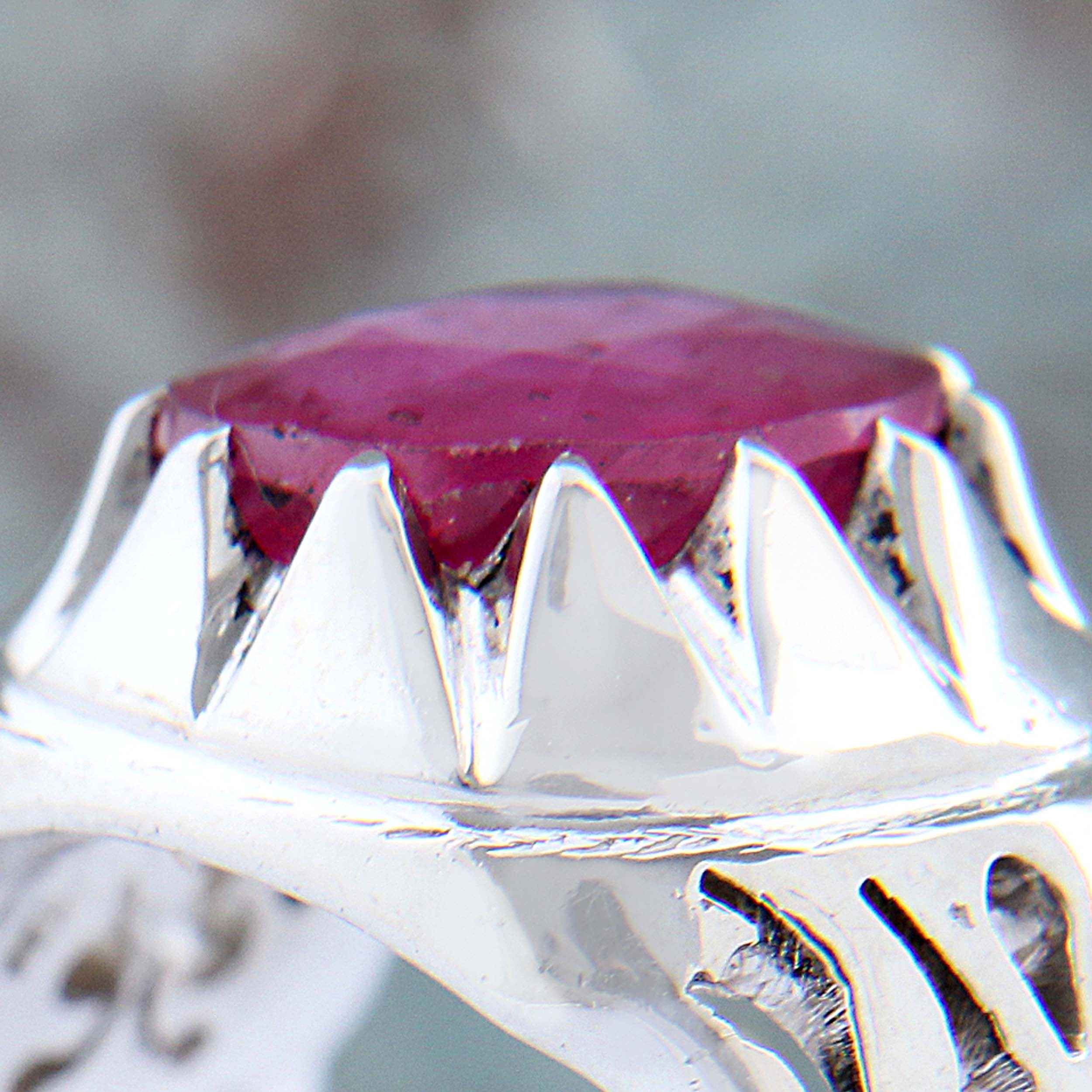 Red Ruby Silver Ring Elegance for Men Handcrafted - ShopiPersia