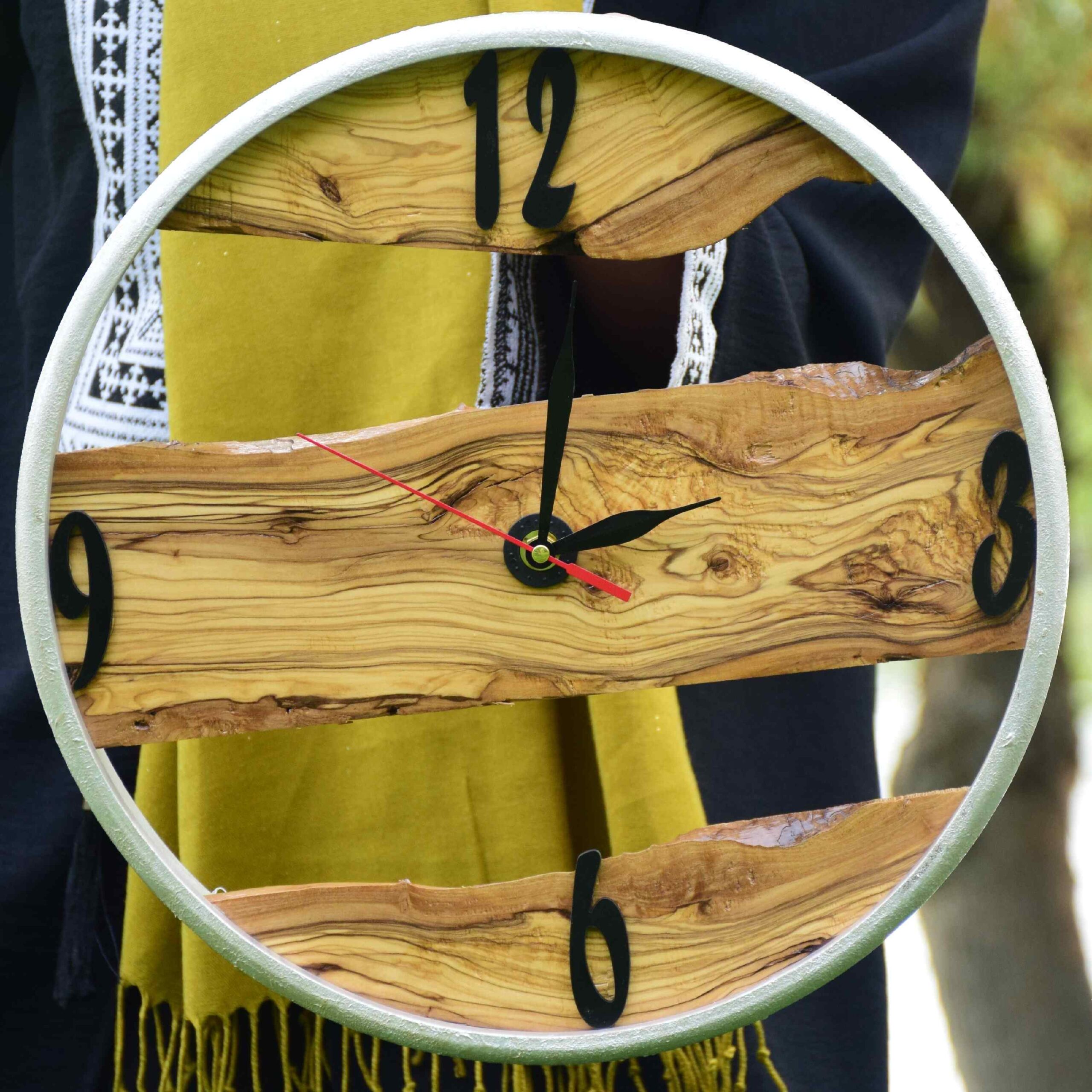 Rustic Wooden Wall Clock Handcrafted Model Cyrus - ShopiPersia