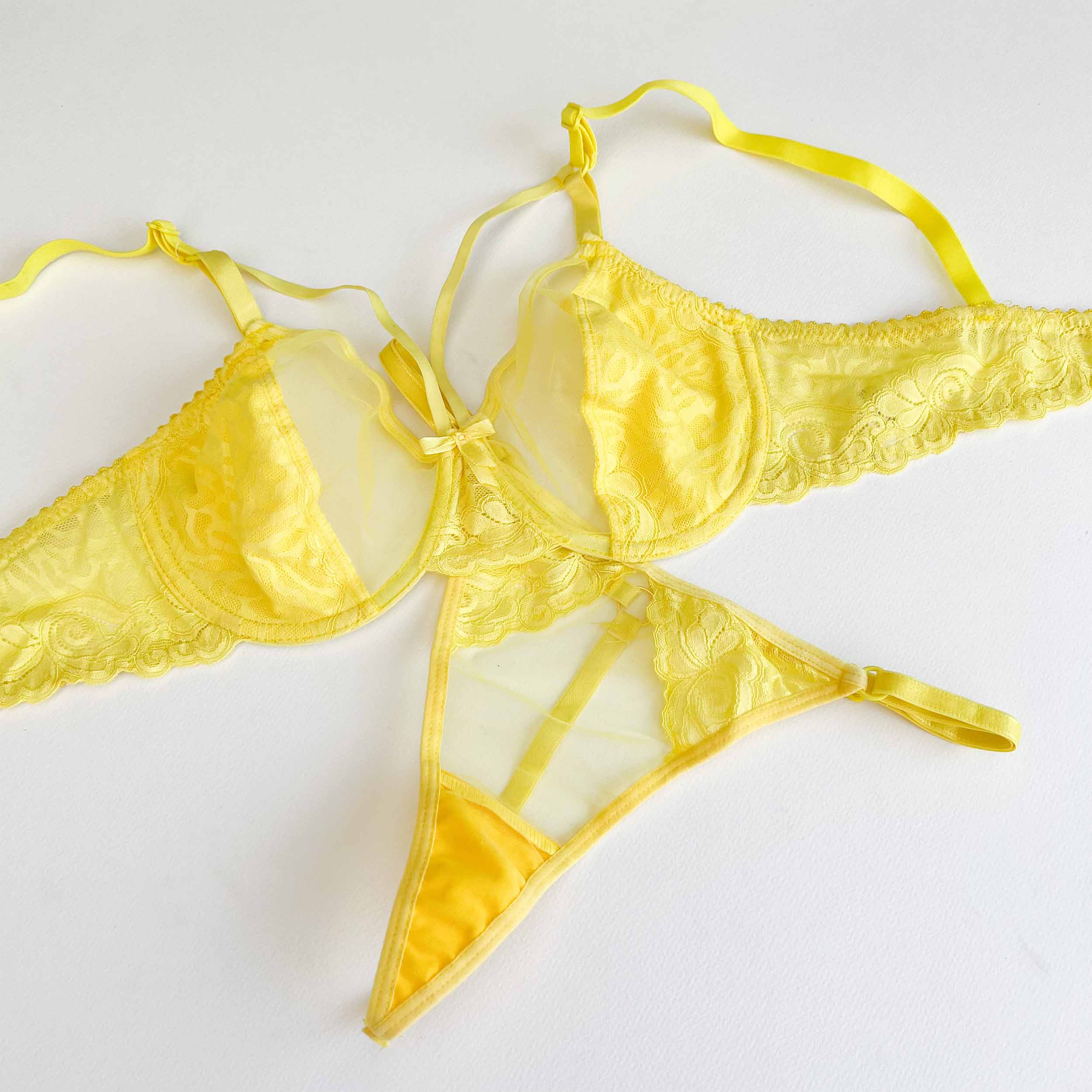 Women's Lingerie Set Lace Bra & Thong Guipure - ShopiPersia