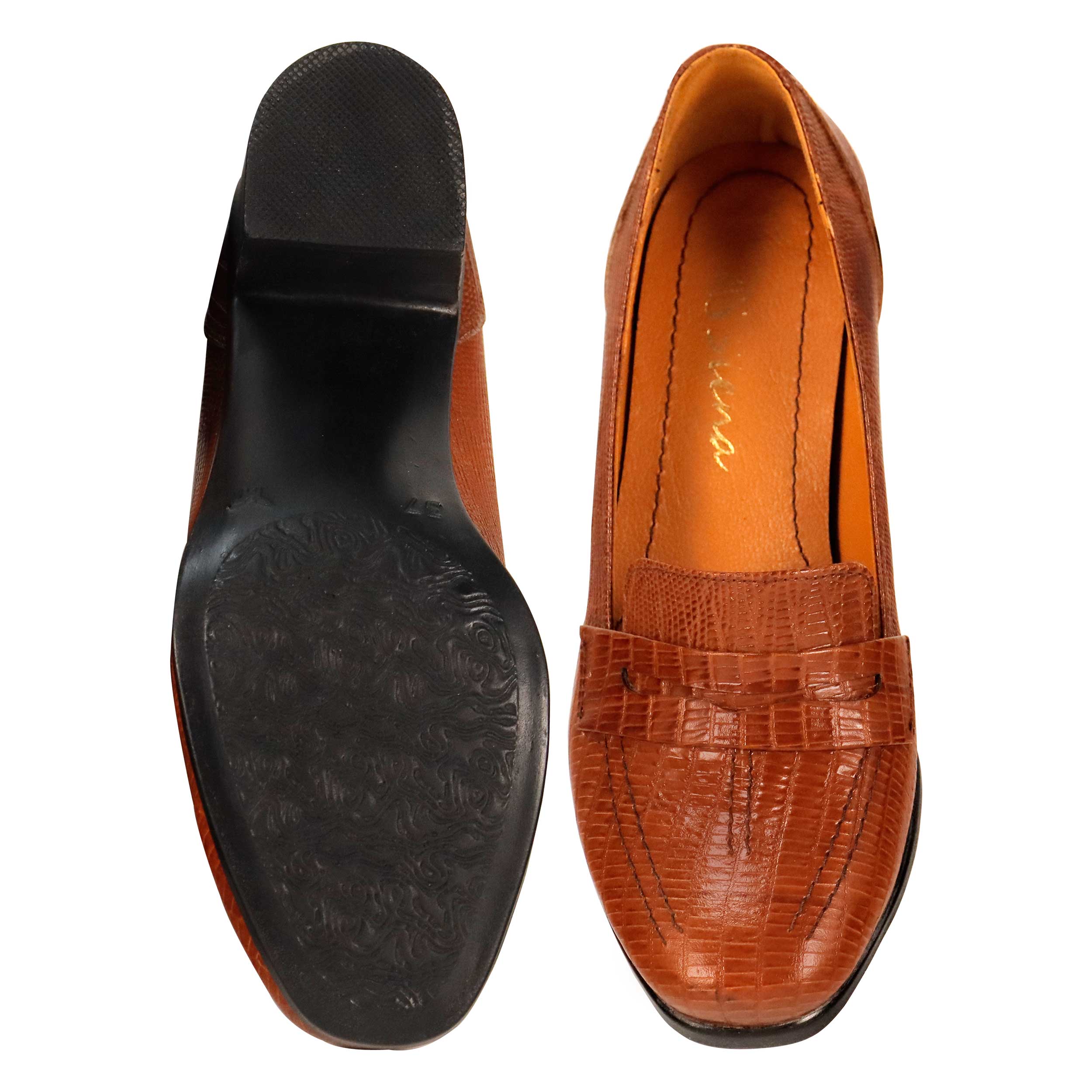 Women's Natural Leather Heels Shoes for Office - ShopiPersia