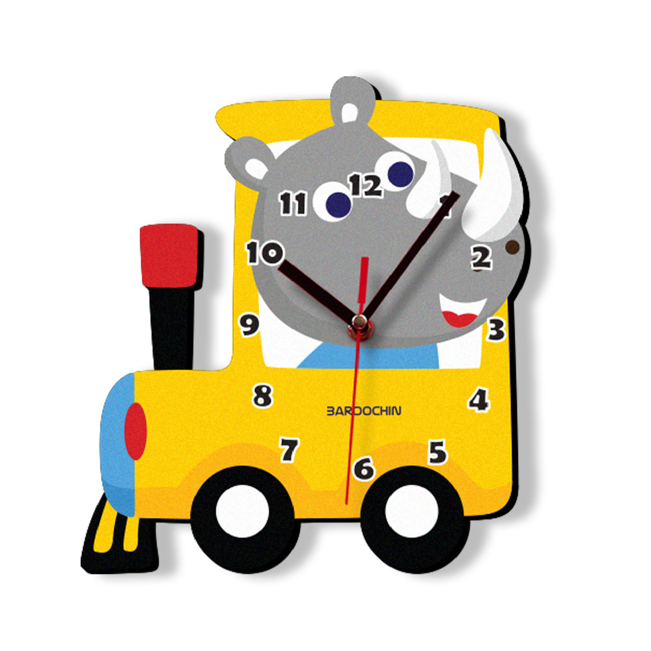 Wooden Nursery Wall Clock for Children’s Room with Animal Train Design ...