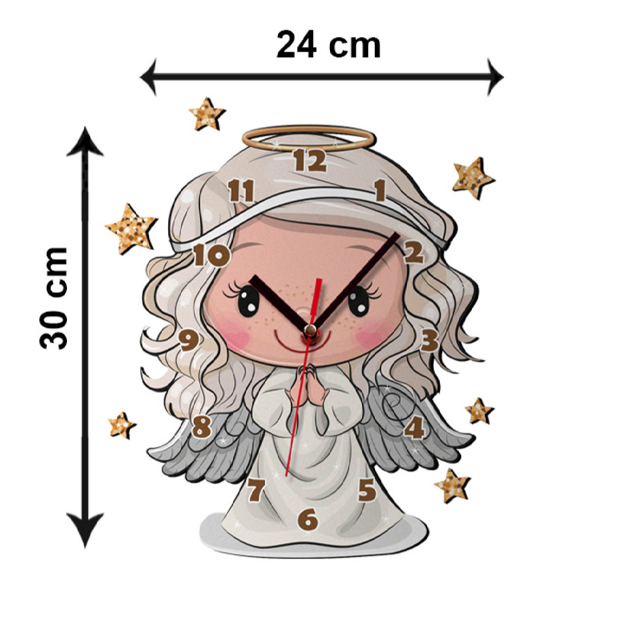 Wooden Nursery Wall Clock for Children’s Room with Little Angel Design ...