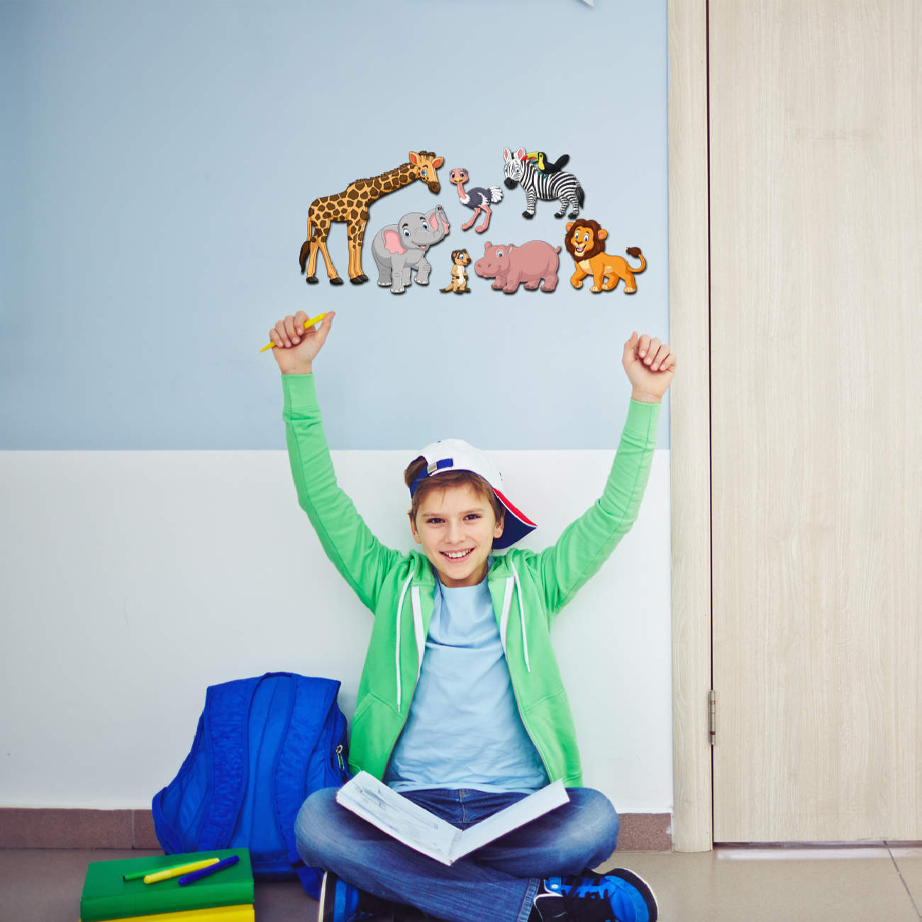 Wooden Nursery Wall Sticker for Baby's Room Model Animals - ShopiPersia