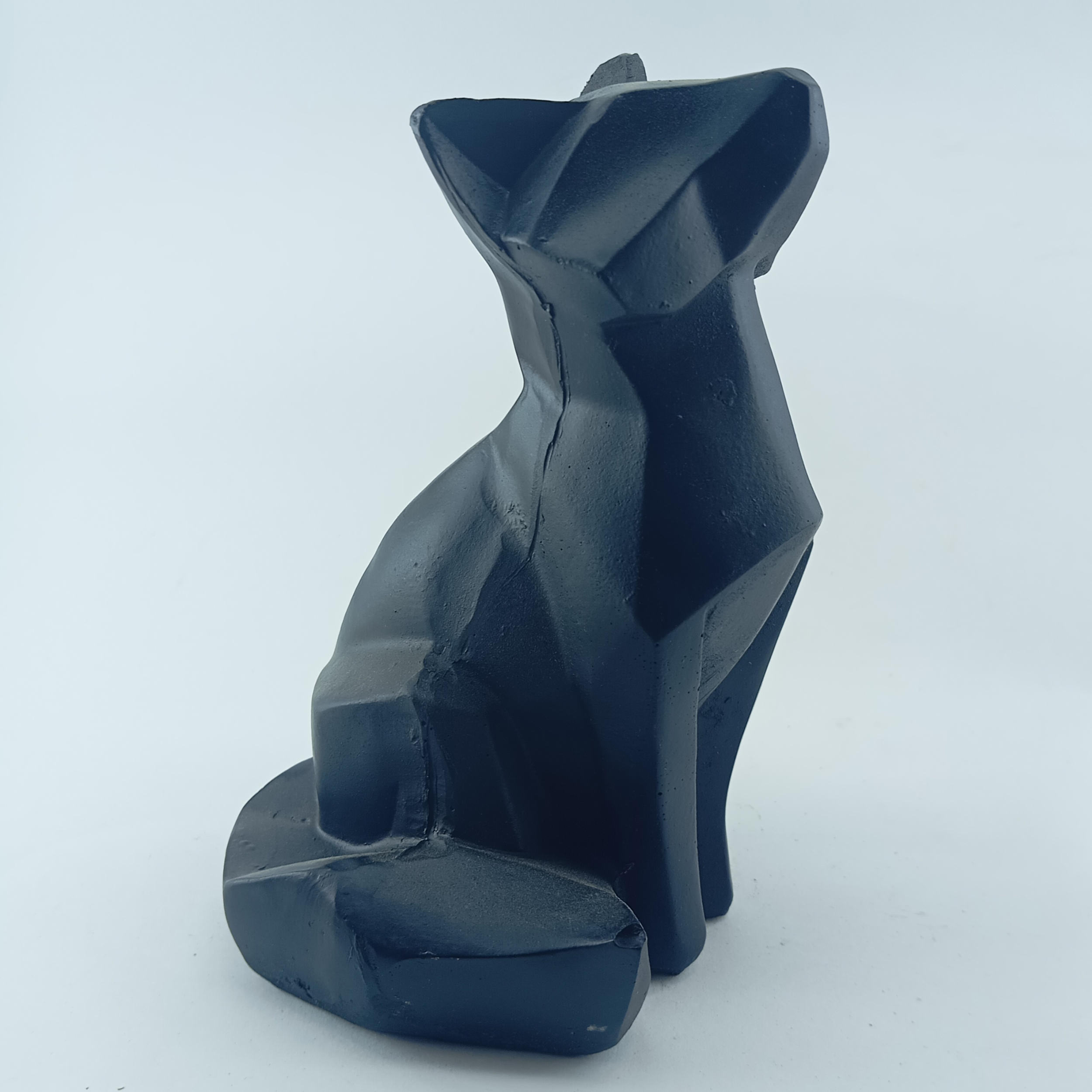 Geometric Sitting Black Fox Cubism Figurine - Modern Sculpture ...