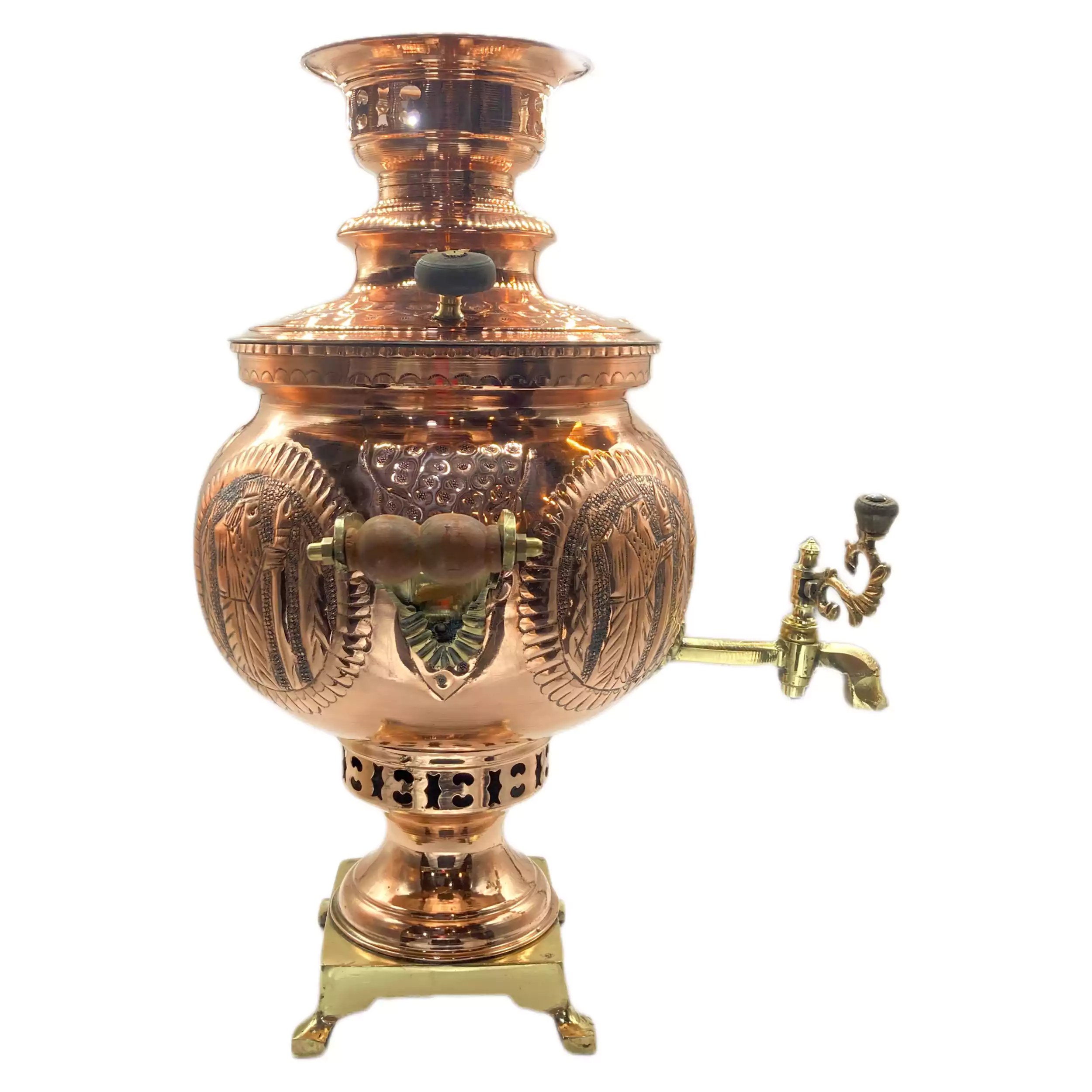 Persian Copper Samovar Decorative Charcoal Tea Maker 6-Liter - ShopiPersia