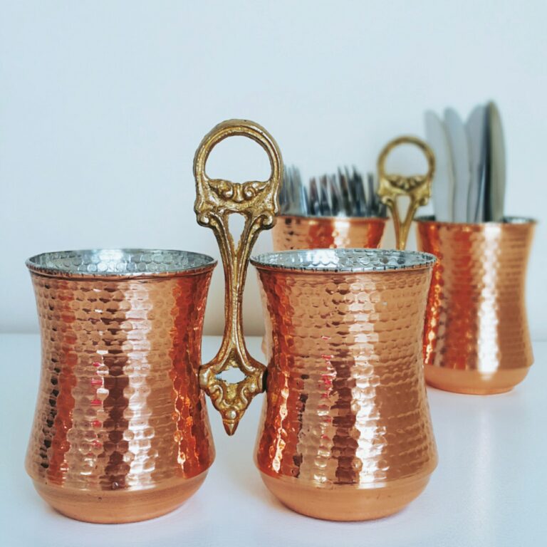 Persian Hammered Copper Utensil Holder Traditional Kitchen Accessory ...