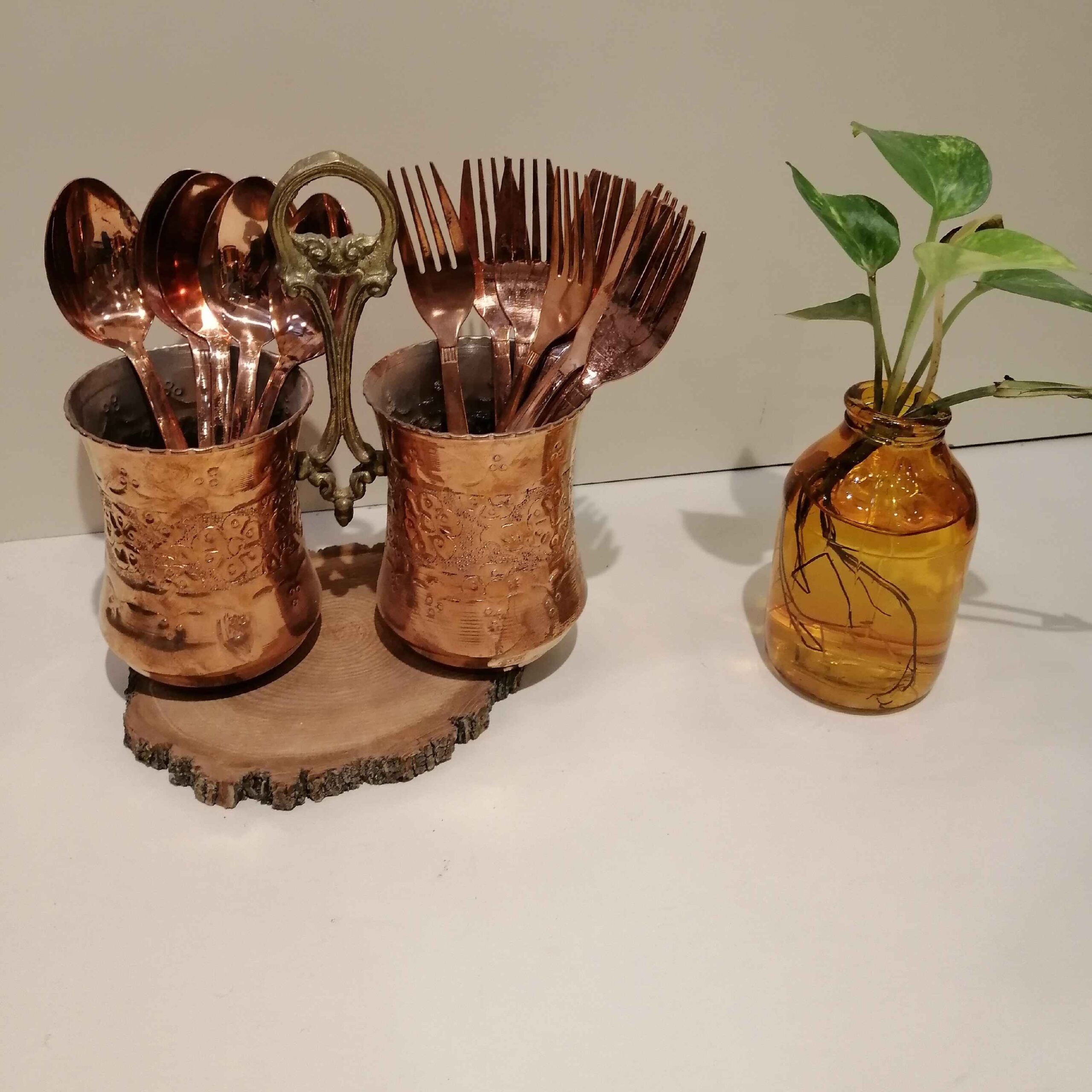 Persian Hammered Copper Utensil Holder Traditional Kitchen Accessory ...