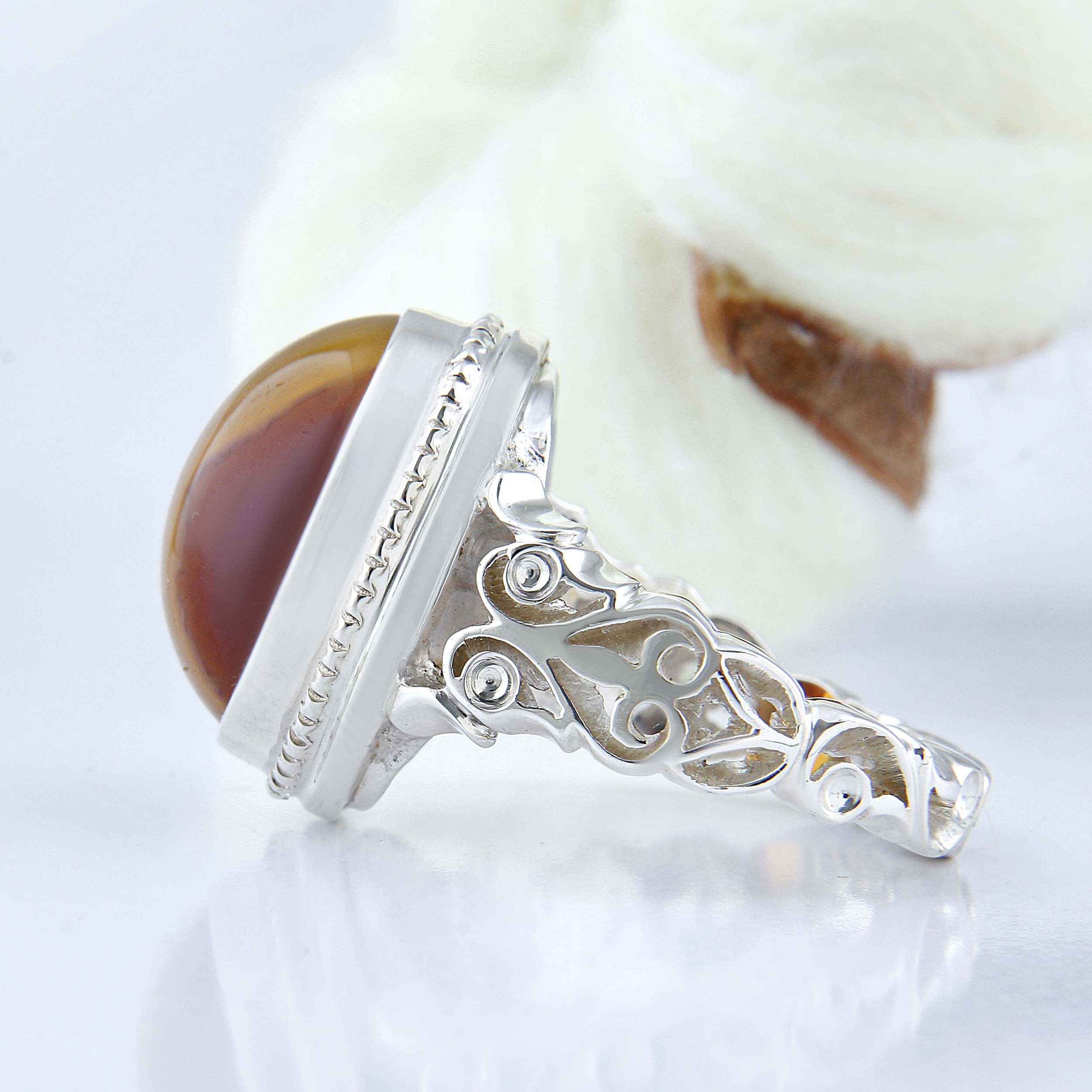 Persian Sulemani Hakik Silver Ring for Men Handcrafted - ShopiPersia