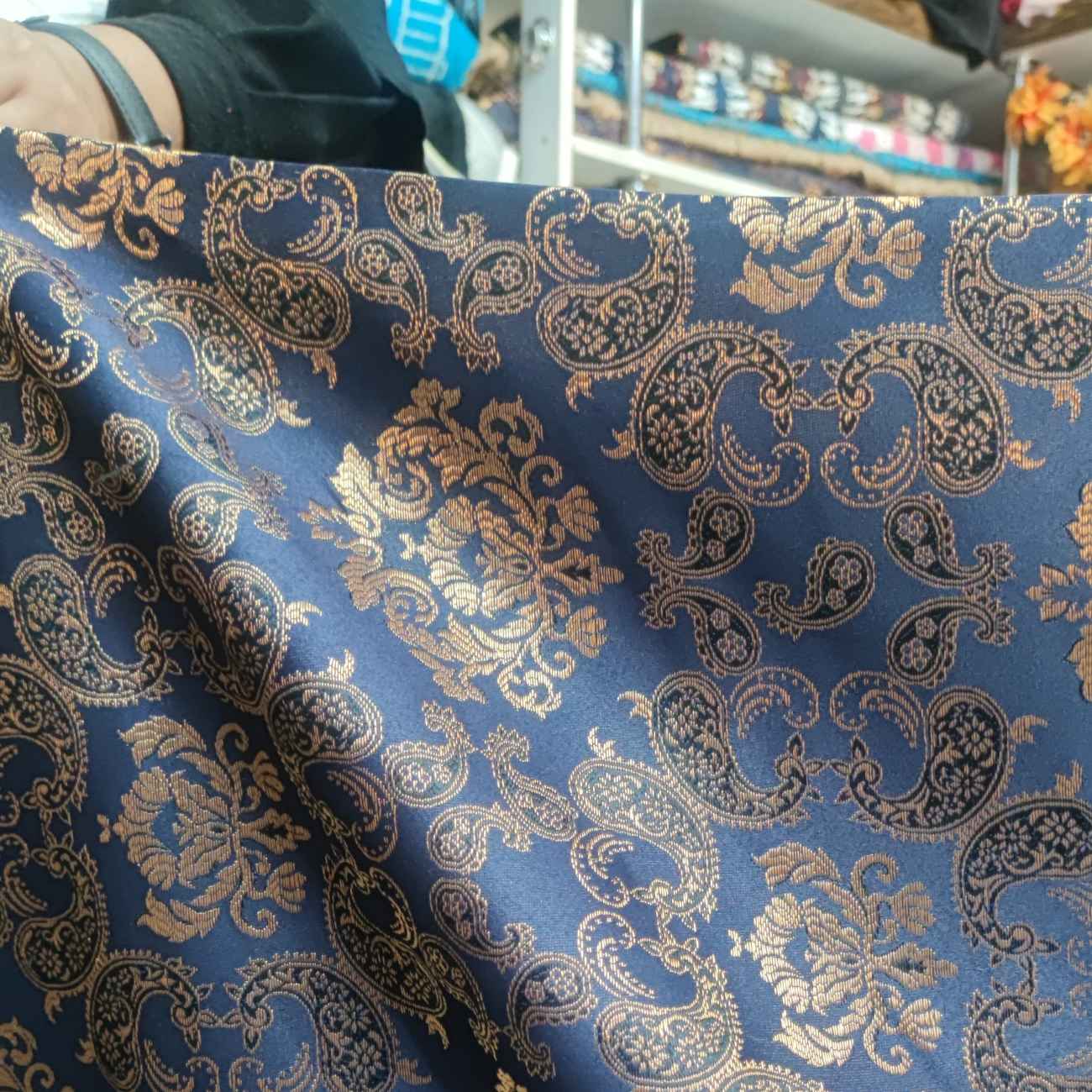 Persian Termeh Fabric in Paisley Design Turquoise - ShopiPersia