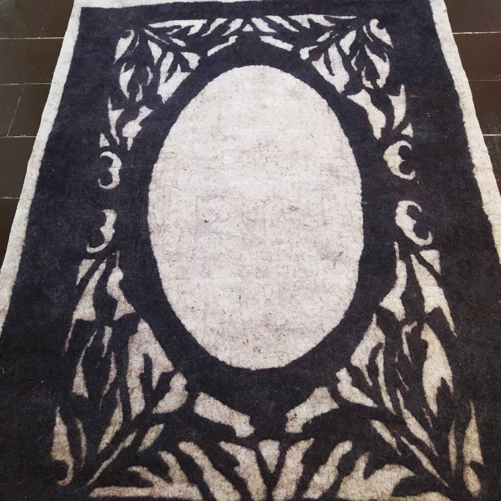 Persian Wool Felt Rug 100% Natural and Handmade Square - ShopiPersia