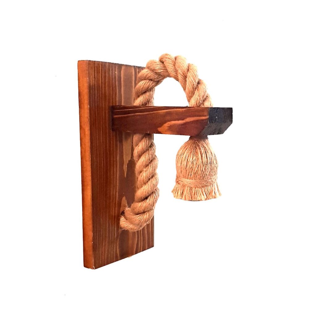 Wooden Hemp Rope Wall Sconce Light - Minimalist Design - ShopiPersia