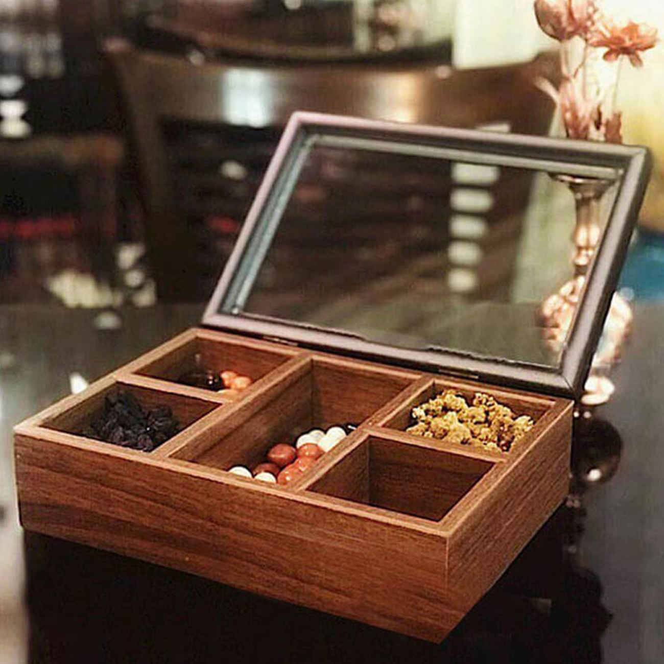Compact Tea Storage Box with Classic Wood Detailing - ShopiPersia