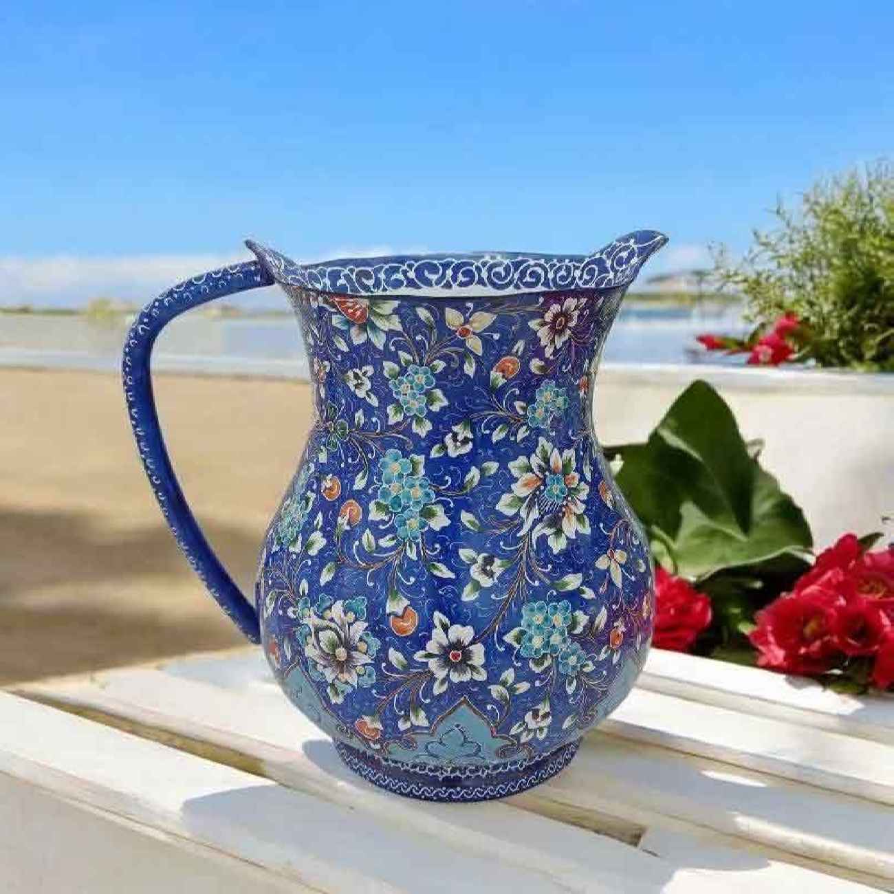 Decorative Copper Pitcher Handcrafted With Persian Minakari Enamelwork ...