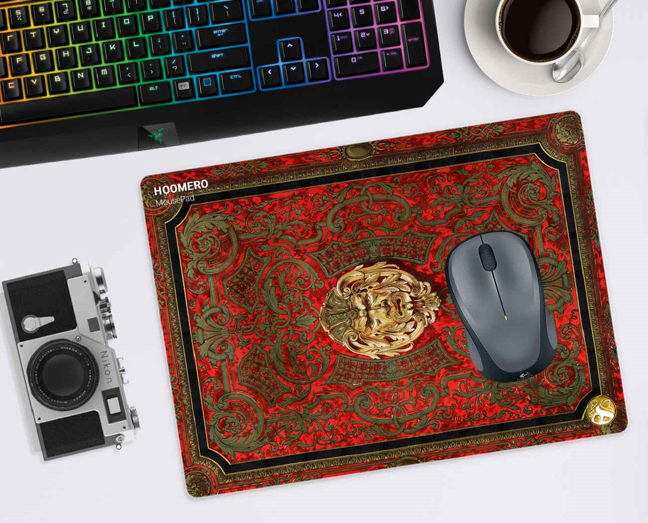 Desk Mouse Pad with Persian Rug Design in Red - ShopiPersia