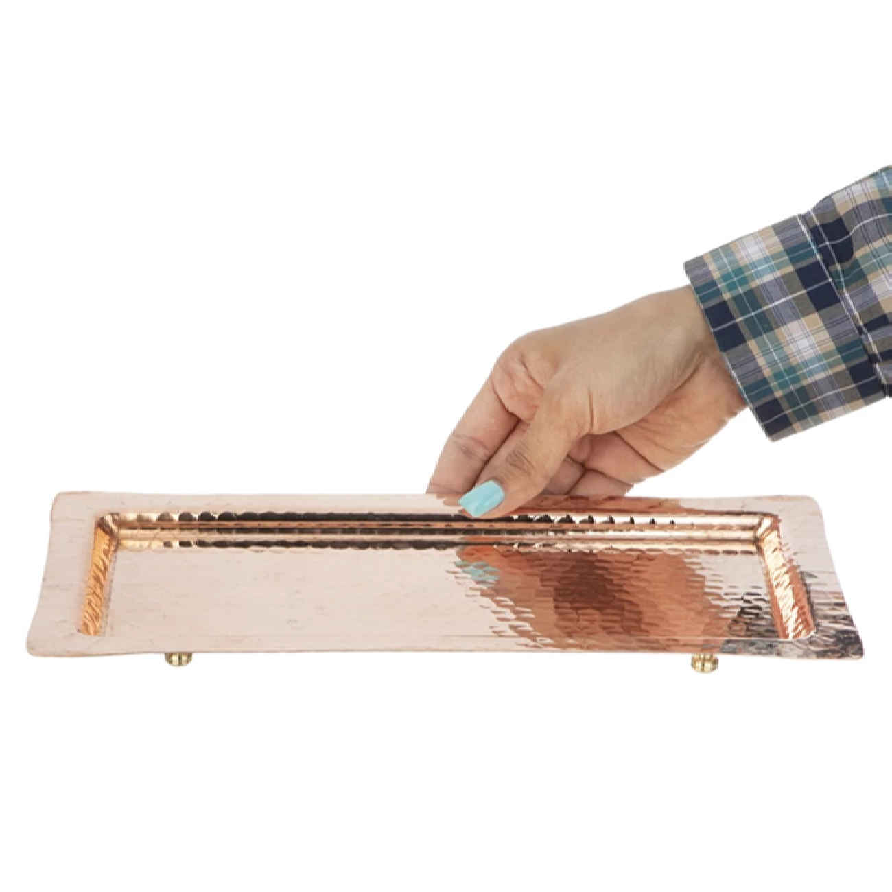 Elegant Persian Copper Dinnerware Plate with Footed - ShopiPersia