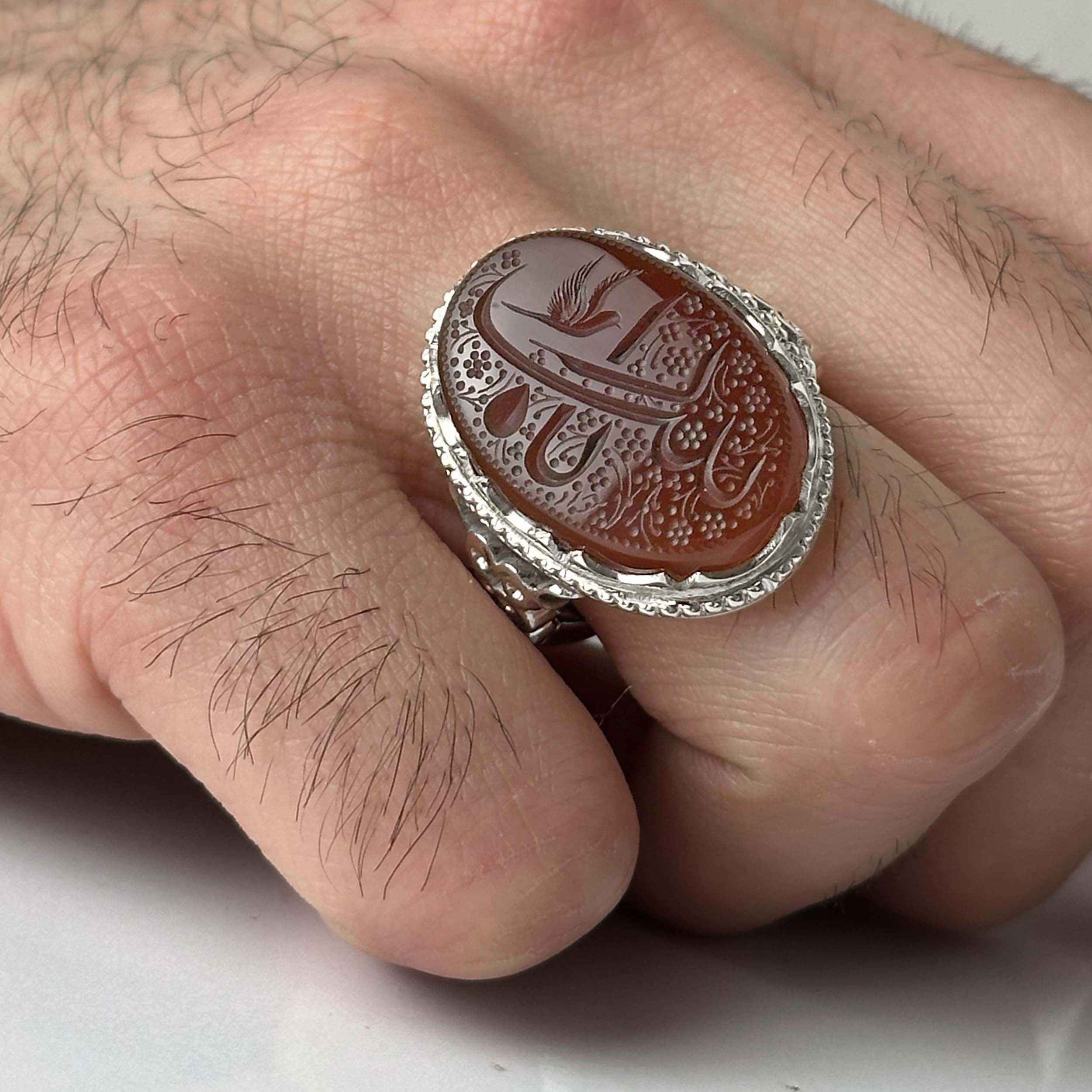 Persian Agate Ring for Men with Brown Gemstone - ShopiPersia