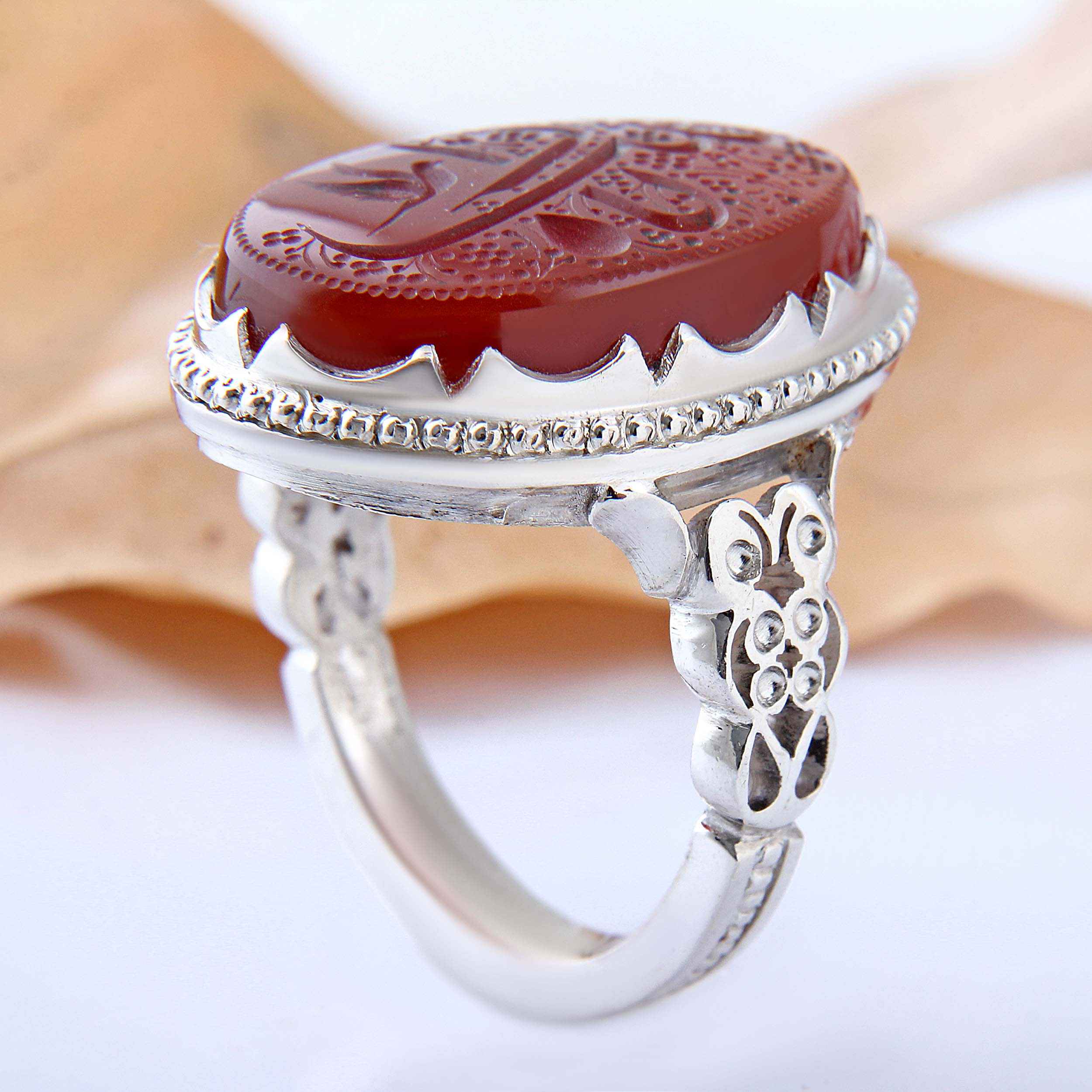 Persian Agate Ring for Men with Brown Gemstone - ShopiPersia