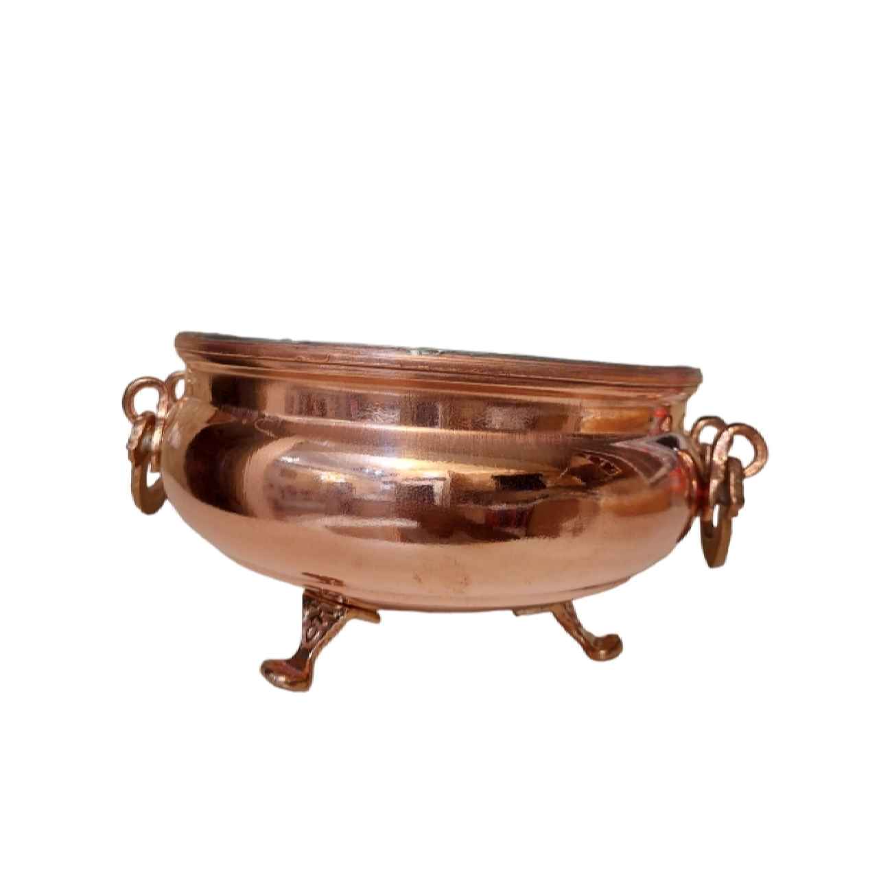 Persian Hammered Handcrafted Copper Bowl Footed Style - ShopiPersia