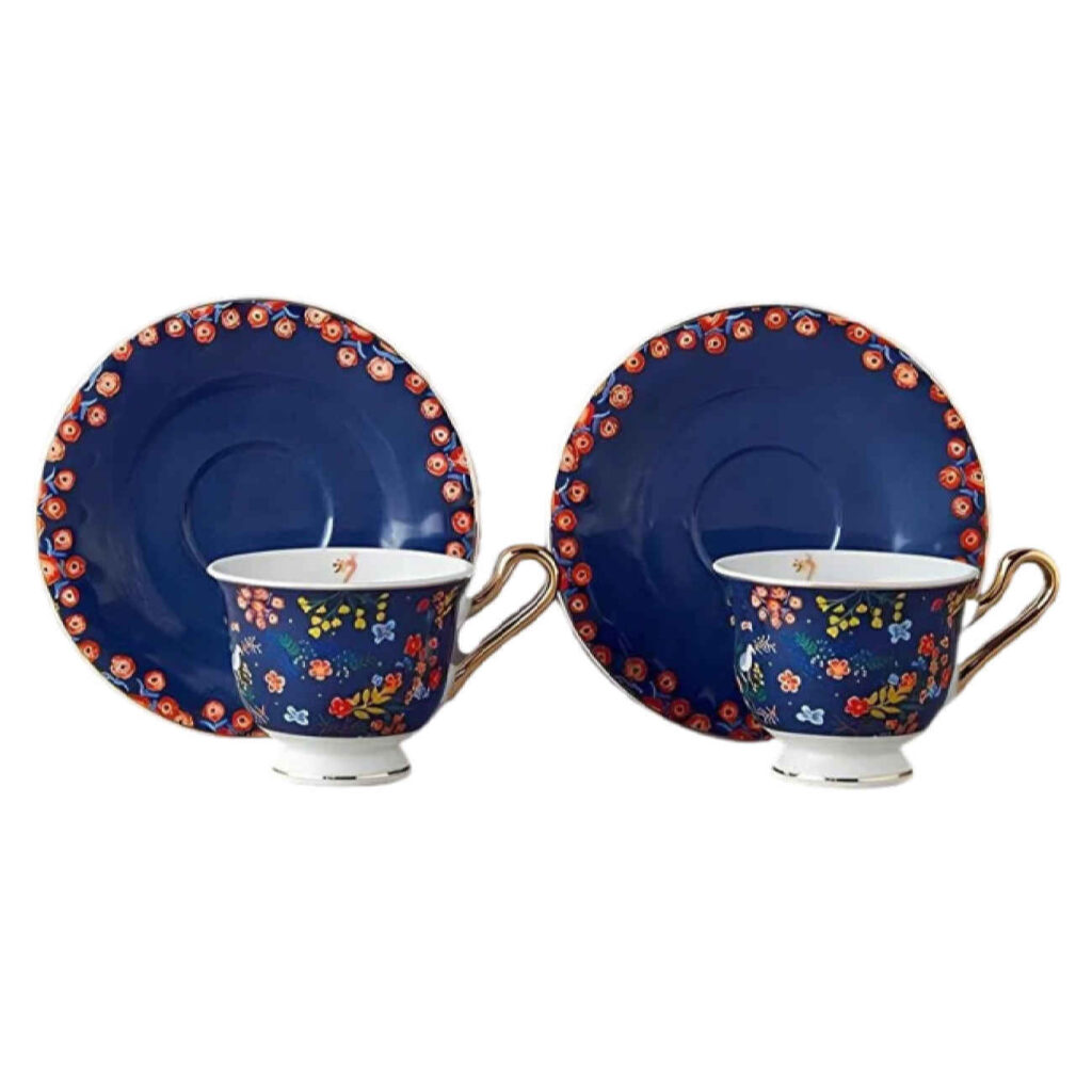 Persian Teacup Set with Saucer - Green Ceramic Design - ShopiPersia