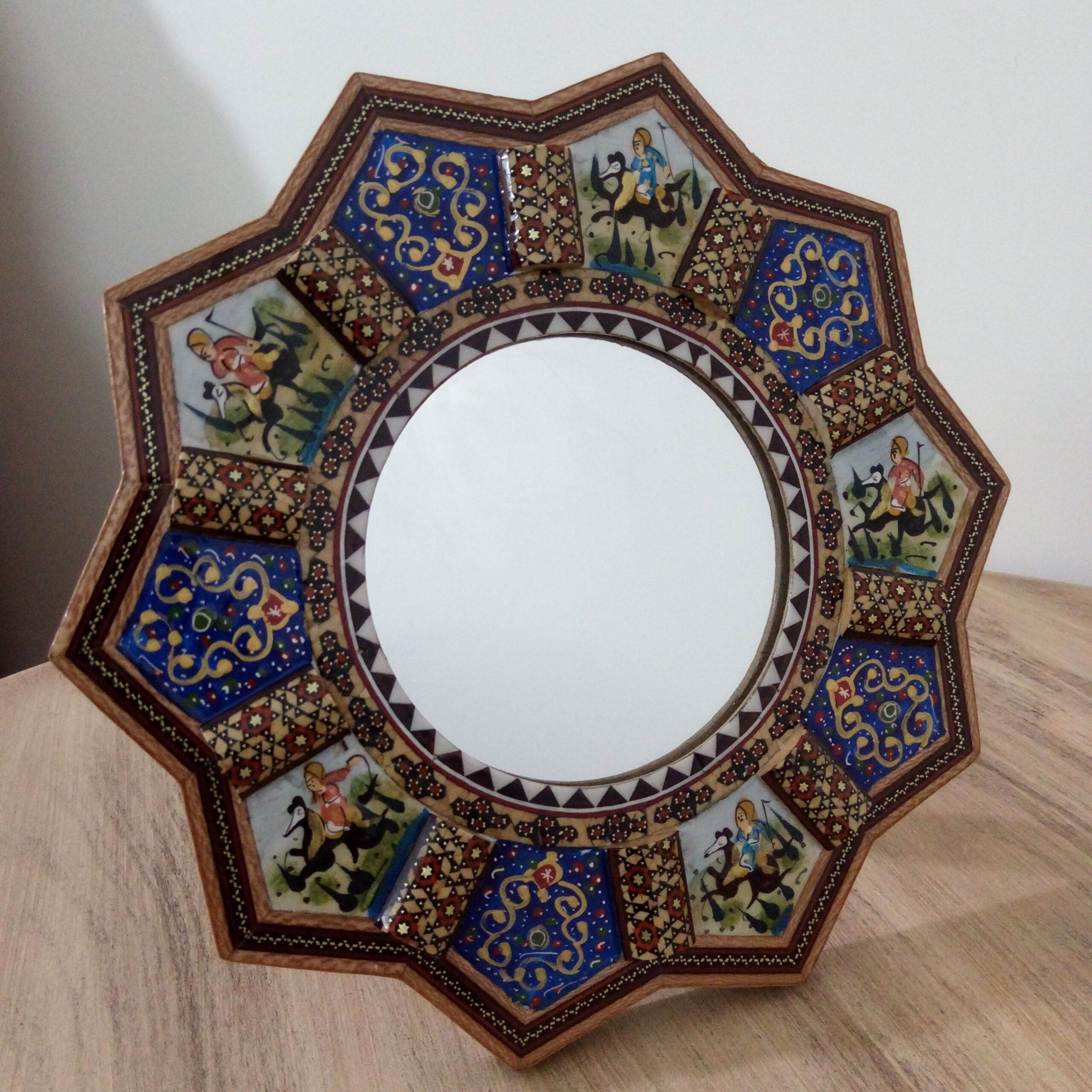 Persian Wooden Mirror Frame Khatamkari Octagonal - ShopiPersia