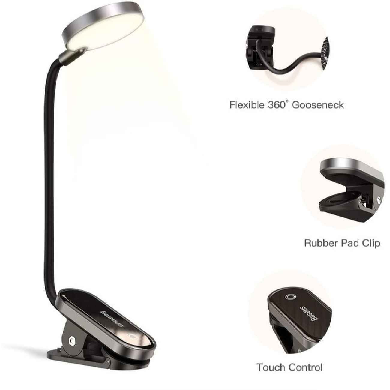 Metal Adjustable Desk Lamp - Clip-On Mini Reading Light - Compact and ...