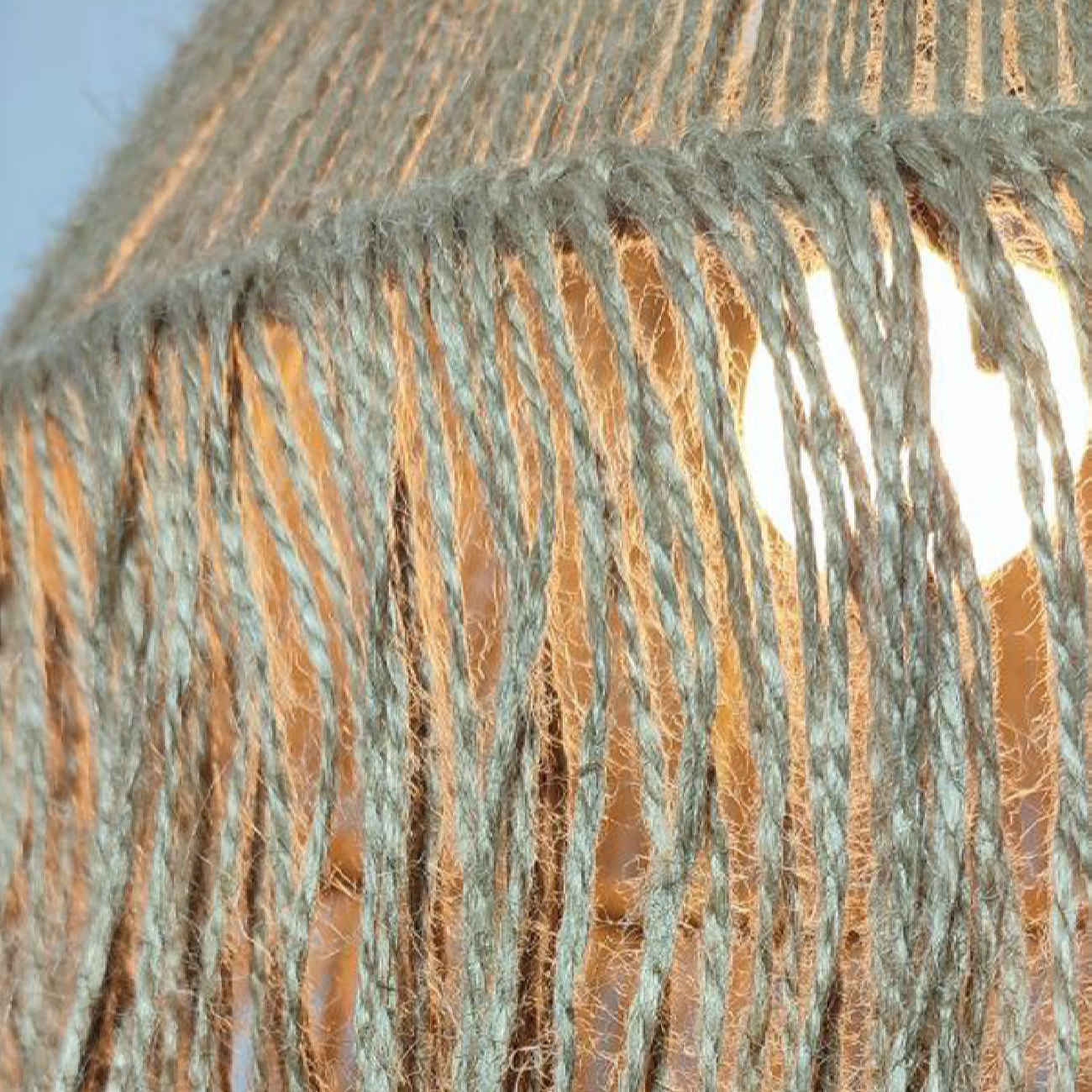 Boho Fringe Hemp Ceiling Lamp - Handwoven Pendant Light - ShopiPersia