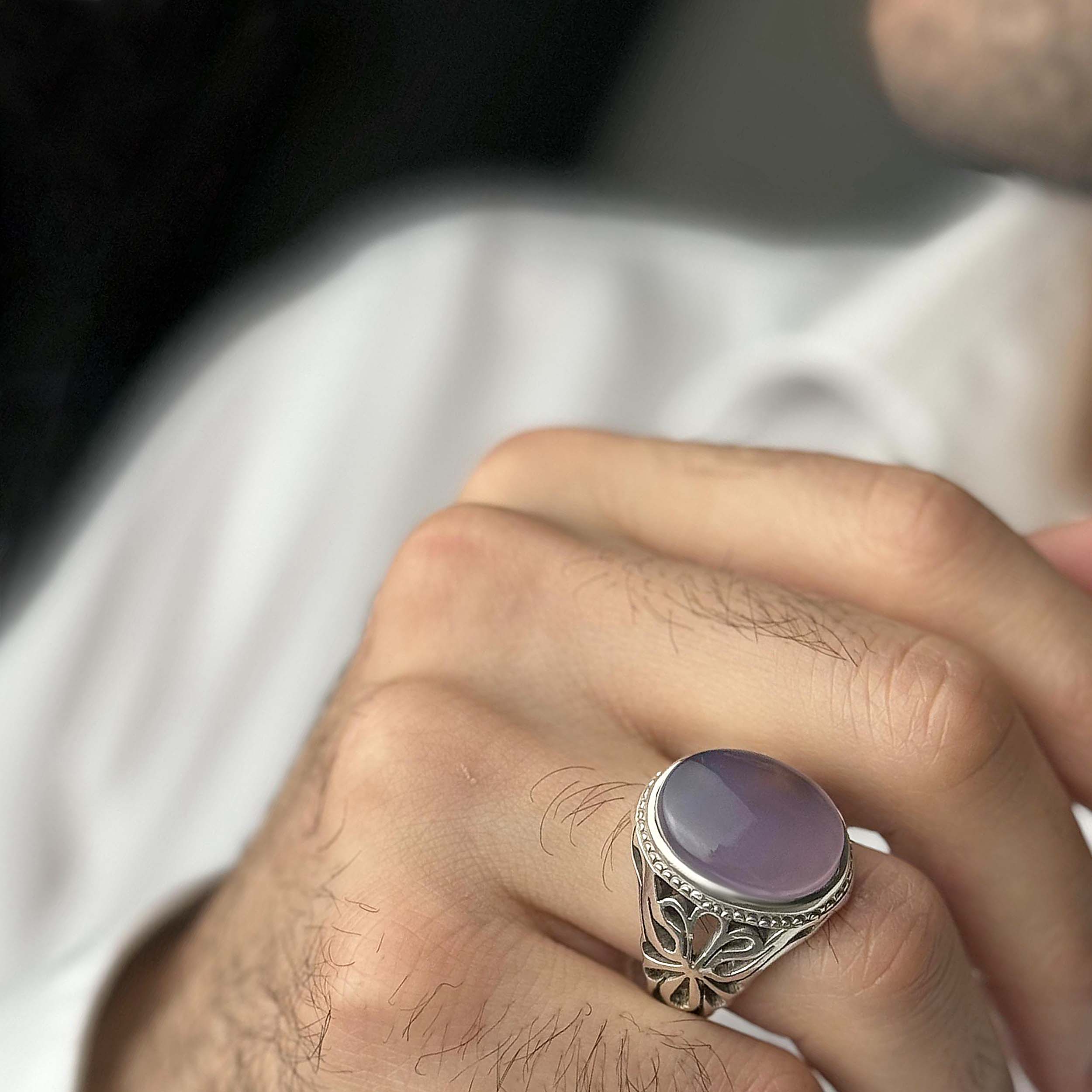 Genuine Persian Yemeni Aqeeq Silver Ring for Men - Handcrafted Yemeni ...