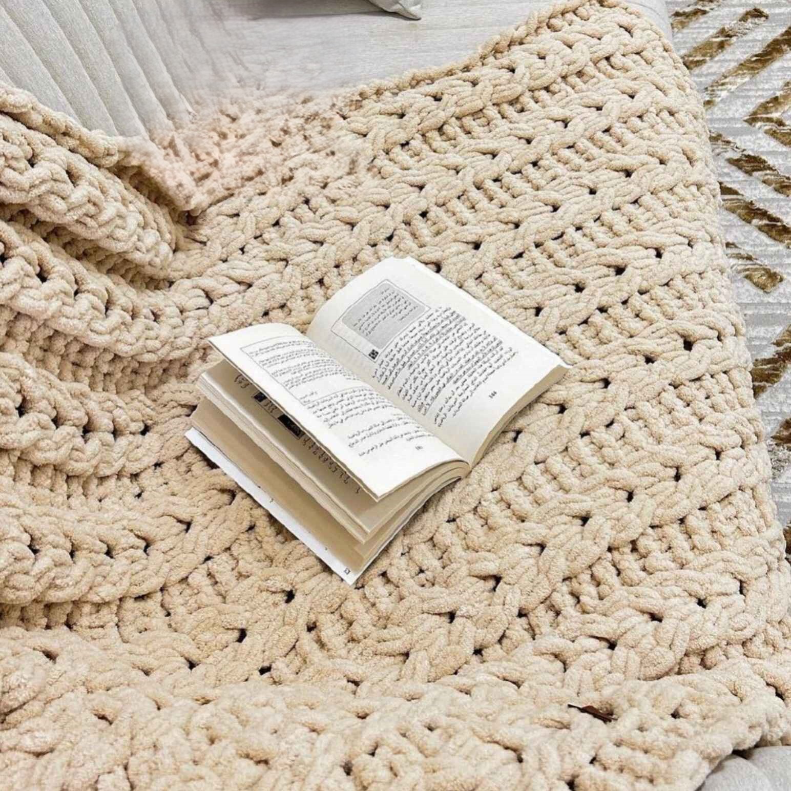 Knitted Sofa Throw with Wheat Cluster Design – Stylish & Chic - ShopiPersia
